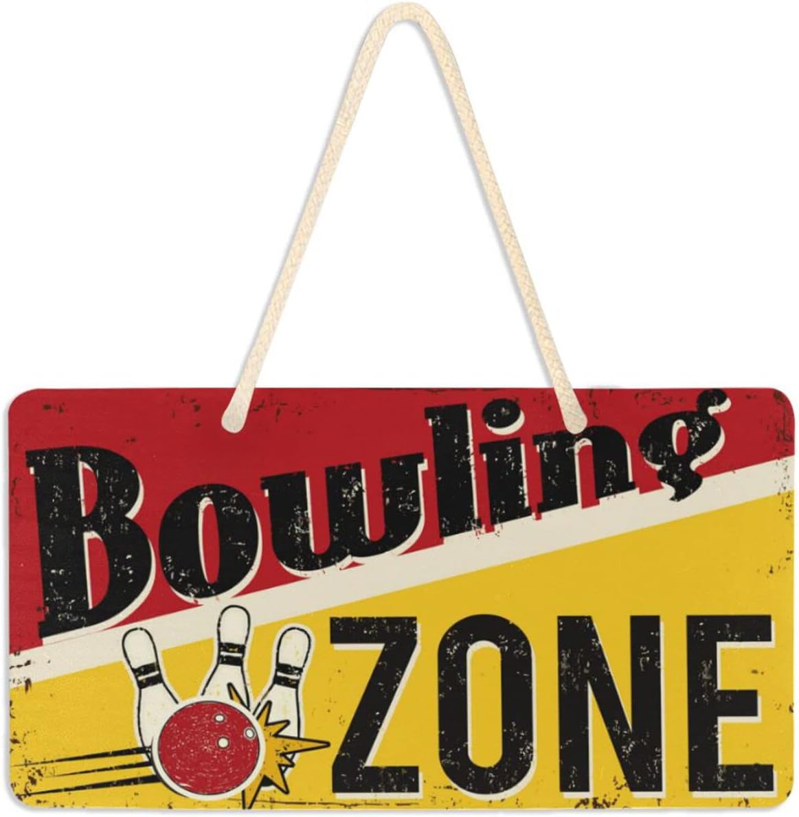 Shukong Bowling Zone Vintage Rusty Sign Door Sign for Front Door ...