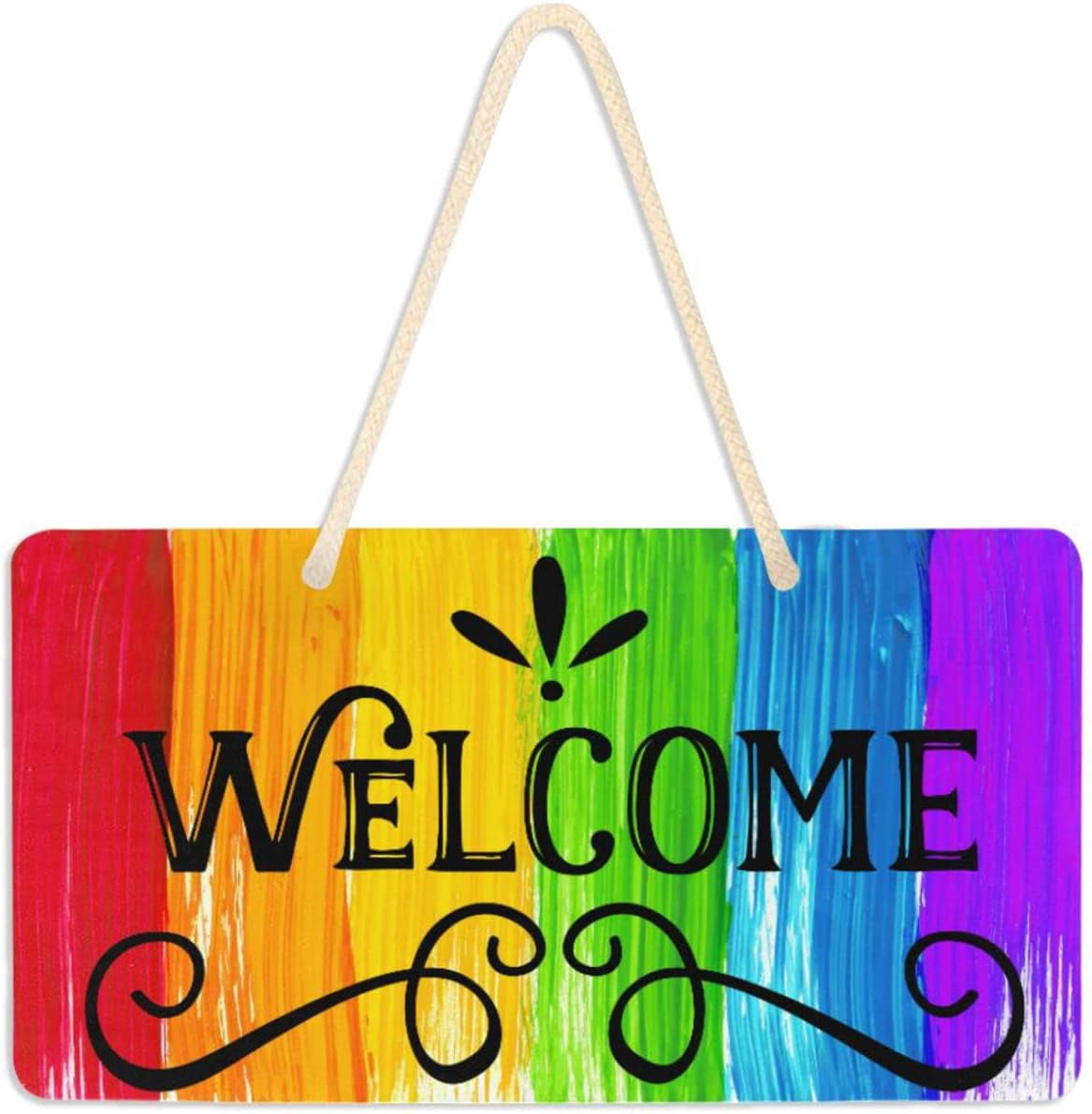 Shukong Bright Rainbow Colors Stripes Door Sign For Front Door, Plaque ...