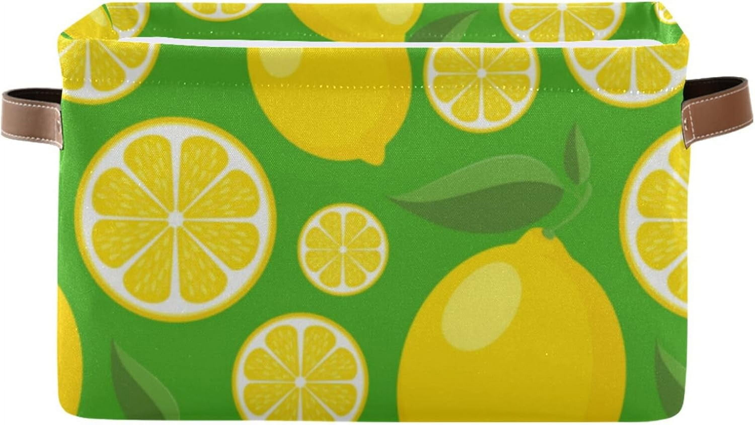 Shukong Bright Yellow Lemons Open Storage Bins 1 Pack, Large Canvas ...