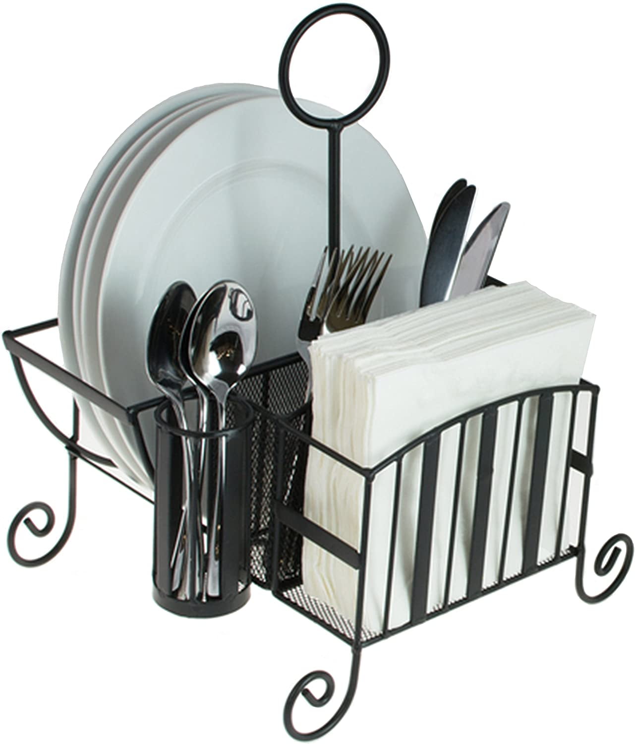 Shukong Buffet Organizer Caddy, Black Metal Silverware Utensil Holder ...