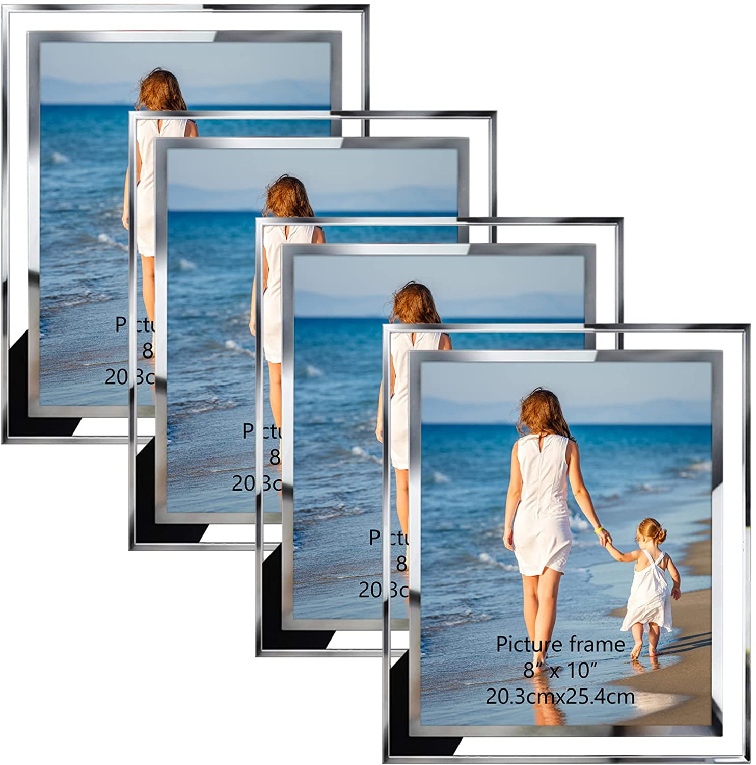 Shukong Bulk 8x10 Picture Frames, 4 Packs Silver Photo Frames 8 by 10 ...