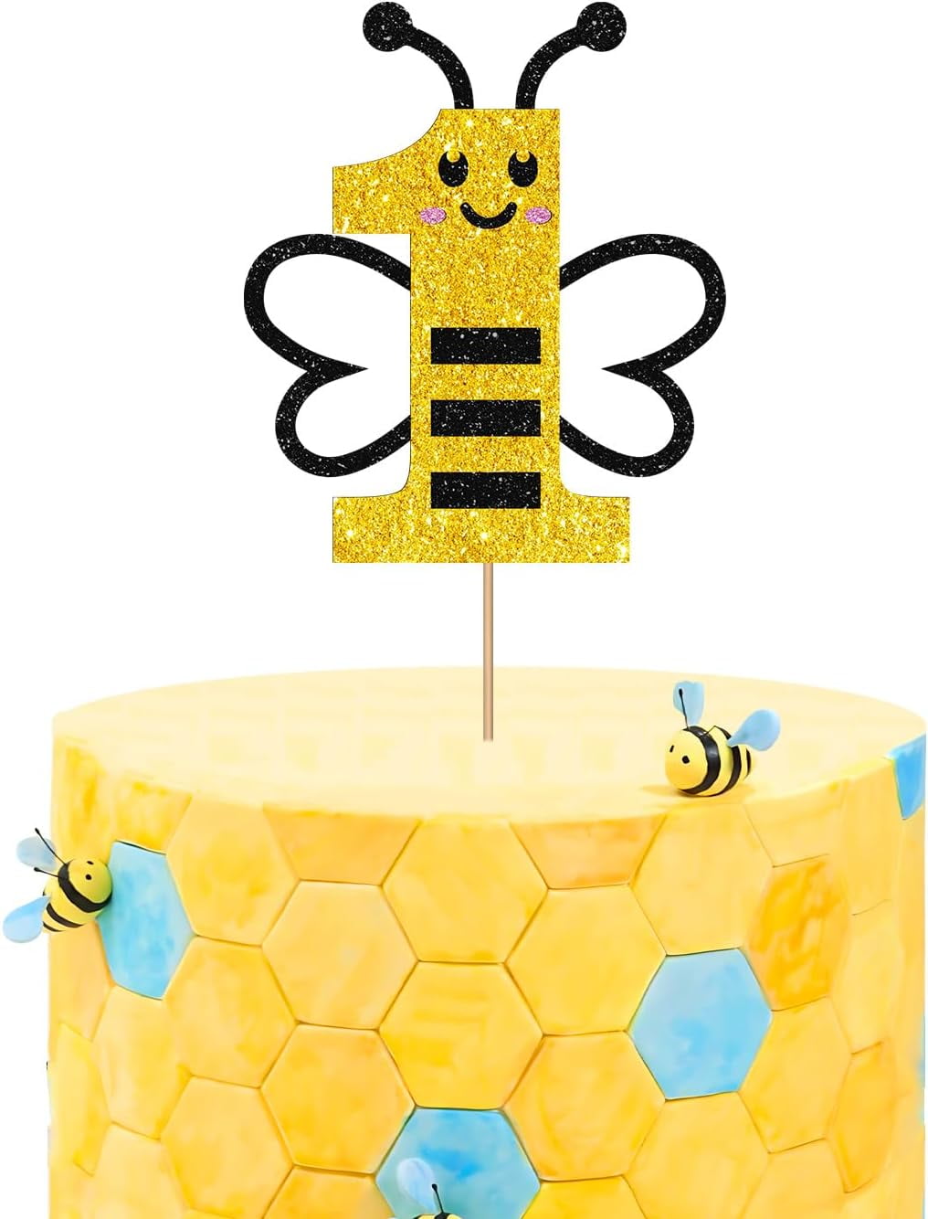 Shukong Bumble Bee 1st Birthday Cake Tor, Bee One Cake Decor, Black ...