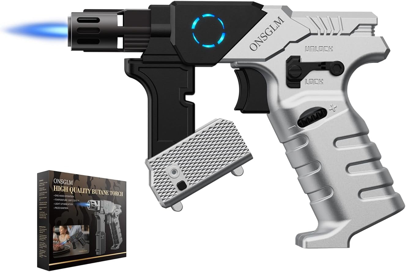 Shukong Butane Torch Lighter, Rellable Kitchen Torch with Blue Light ...