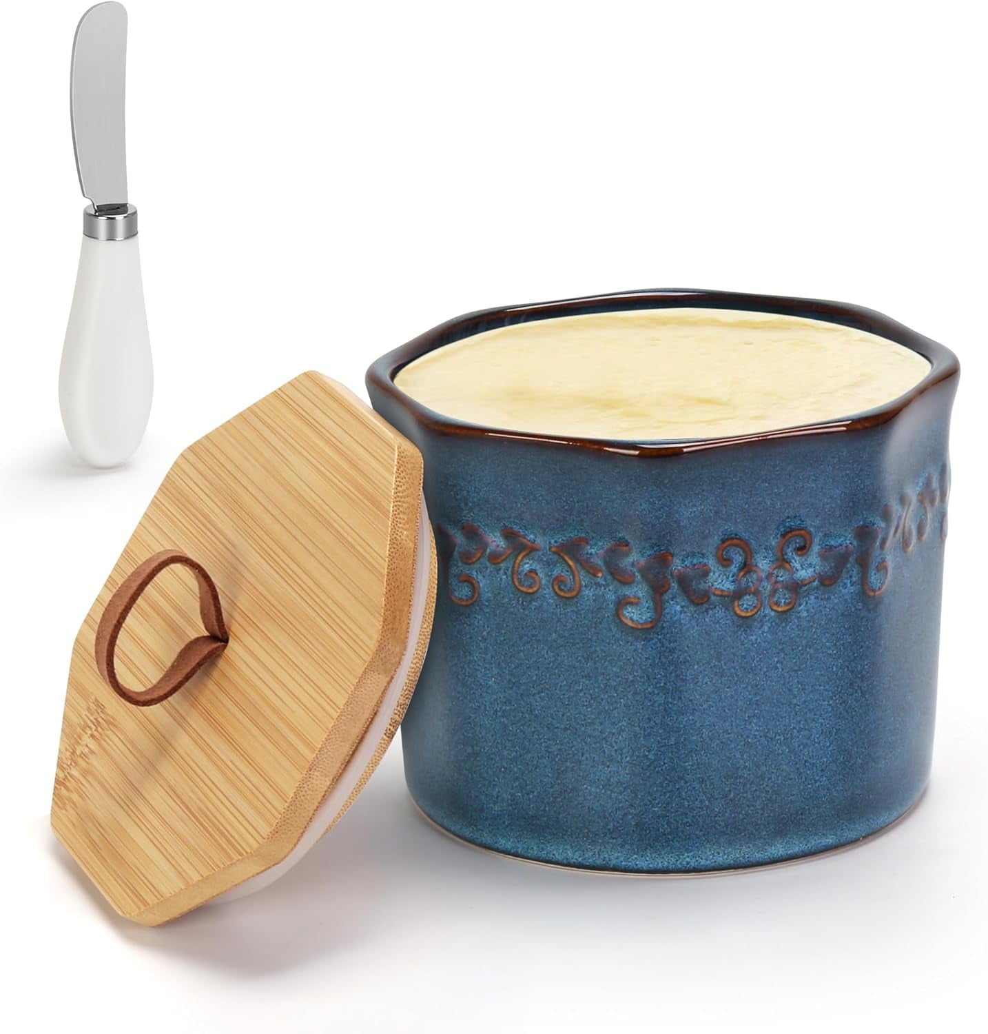 Shukong Butter Dish with Lid for Counte, 14oz /400g Ceramic Butter ...