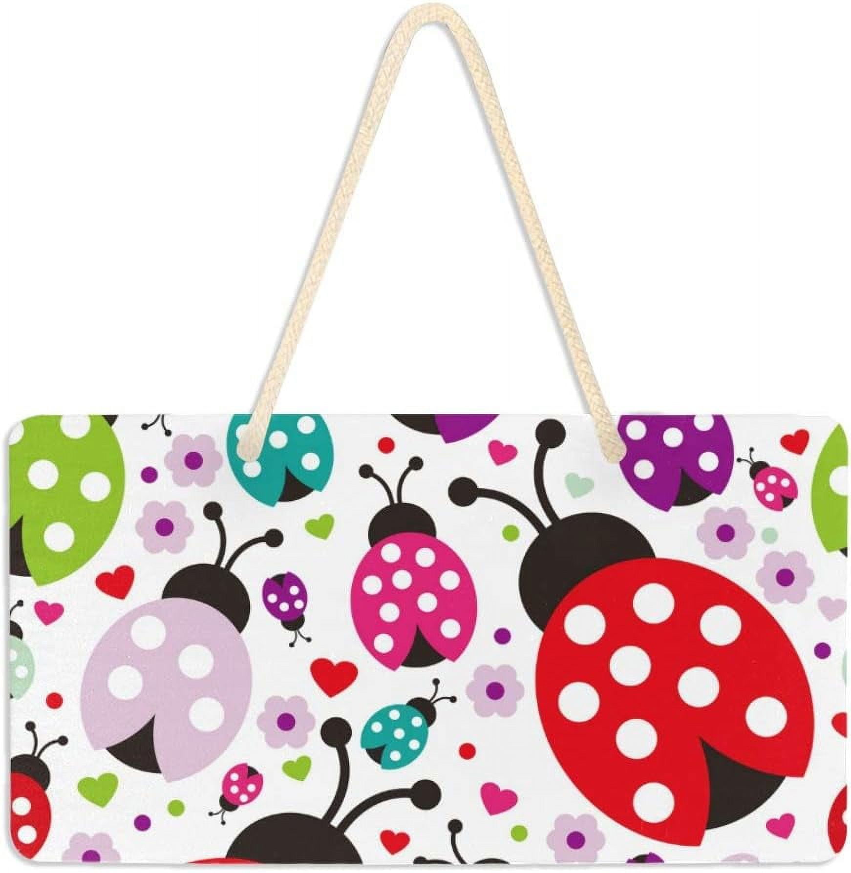 Shukong Cartoon Ladybug Polka Dot Door Sign PVC Front Door Plaque ...