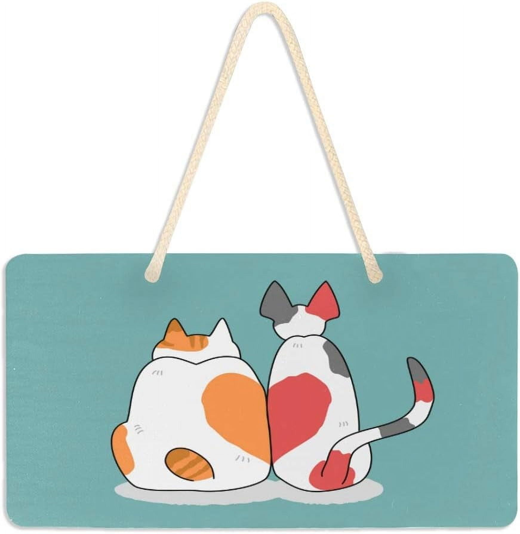 Shukong Cat Love Couple Door Sign PVC Front Door Plaque Hanger Holiday ...