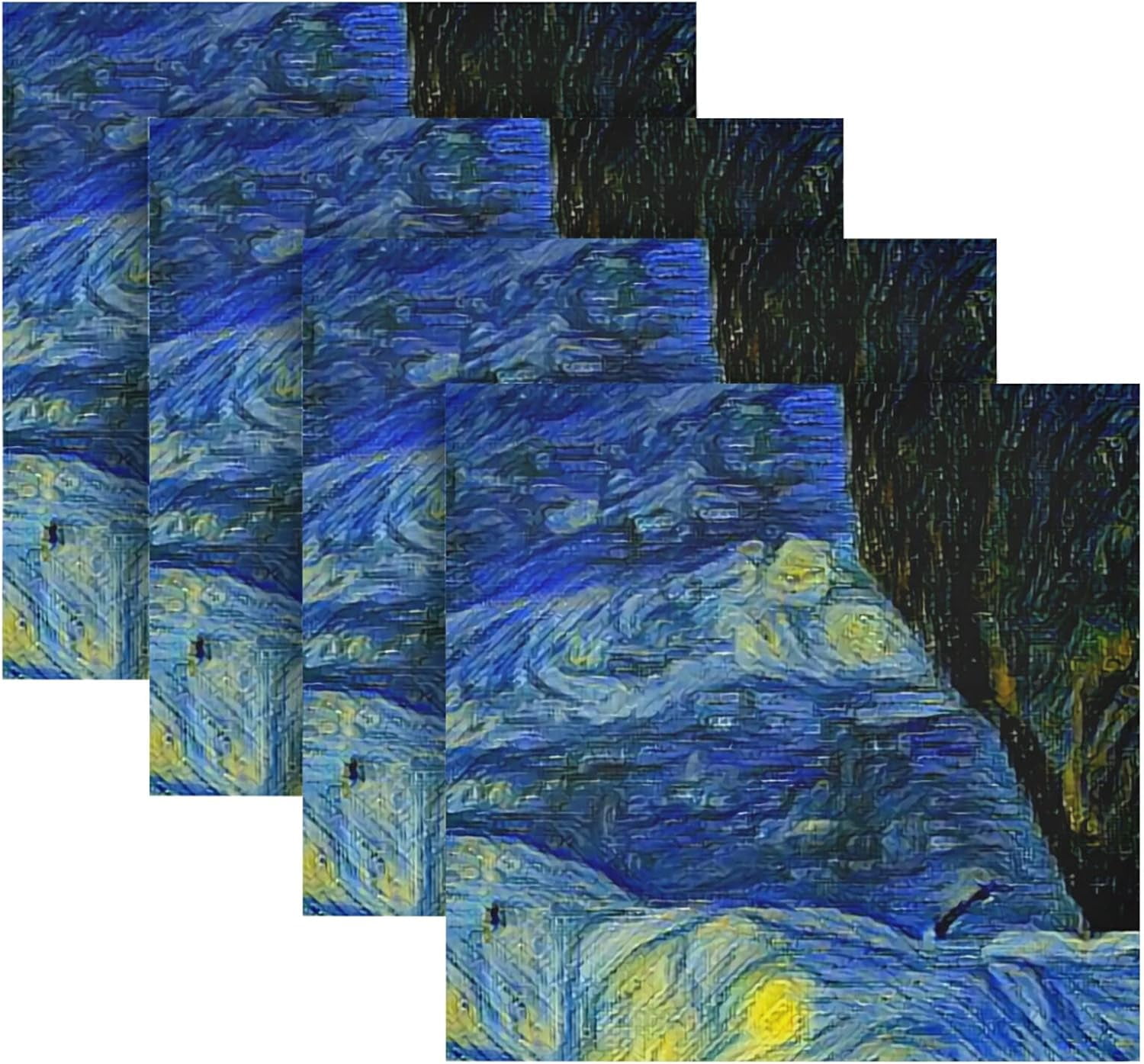 Shukong Cat in Van Gogh Impressionist Art Style Cloth Napkins Set of 4 ...