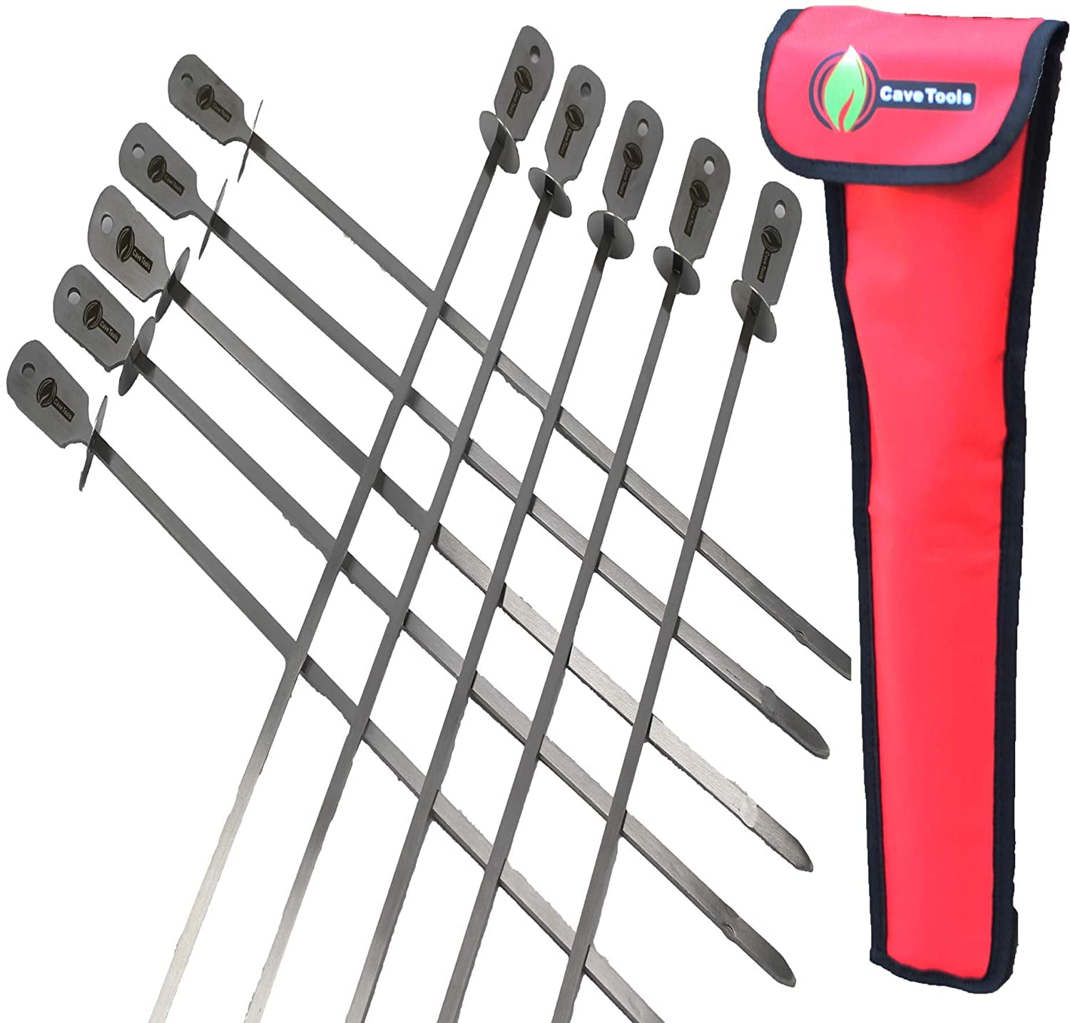 Shukong Cave Tools Skewers Set - Stainless Steel, Includes 10 Flat Skewers with Food Remover ...