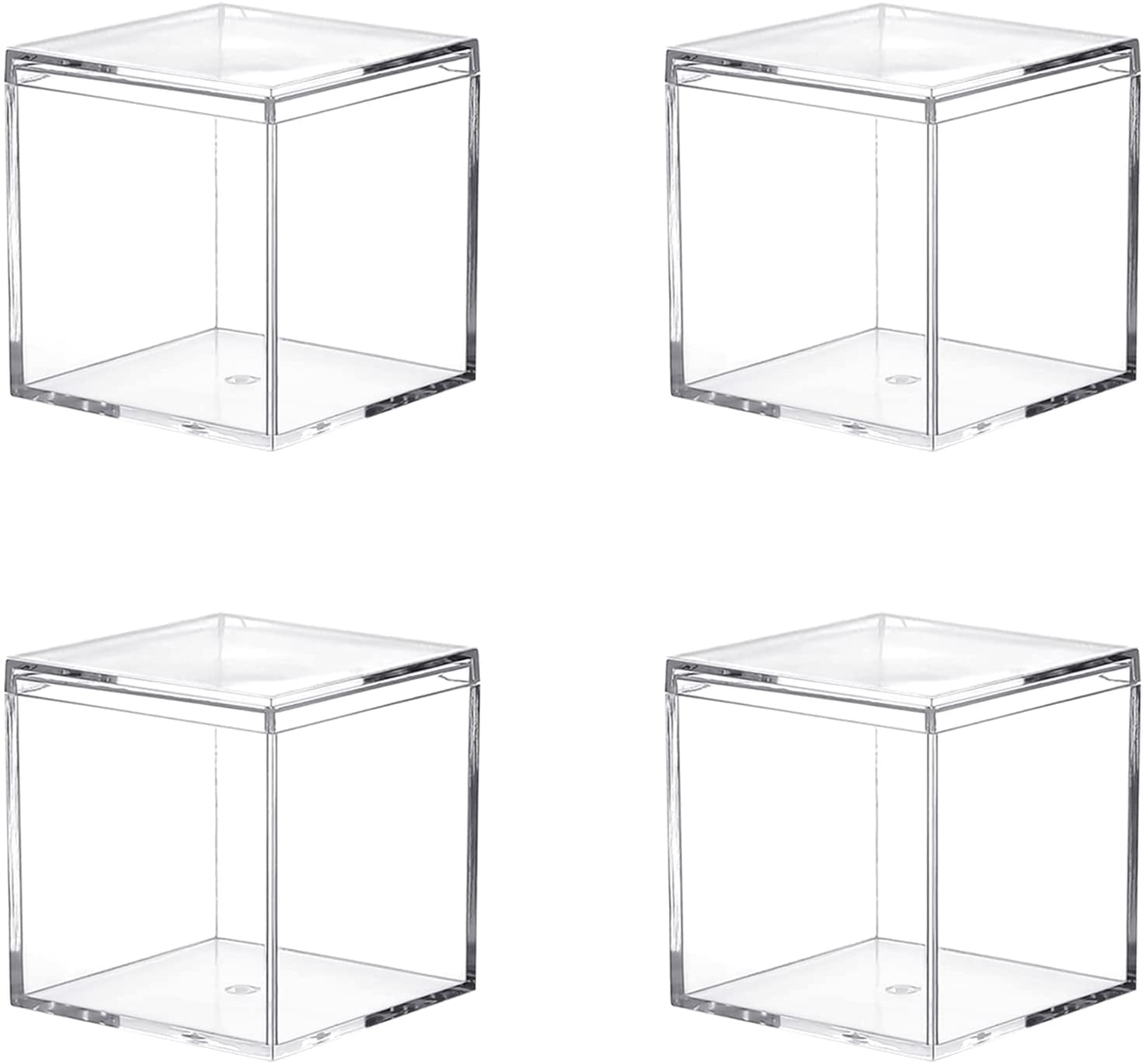 Shukong Clear Acrylic Plastic Square Cube, 4 Pack Small Plastic square ...