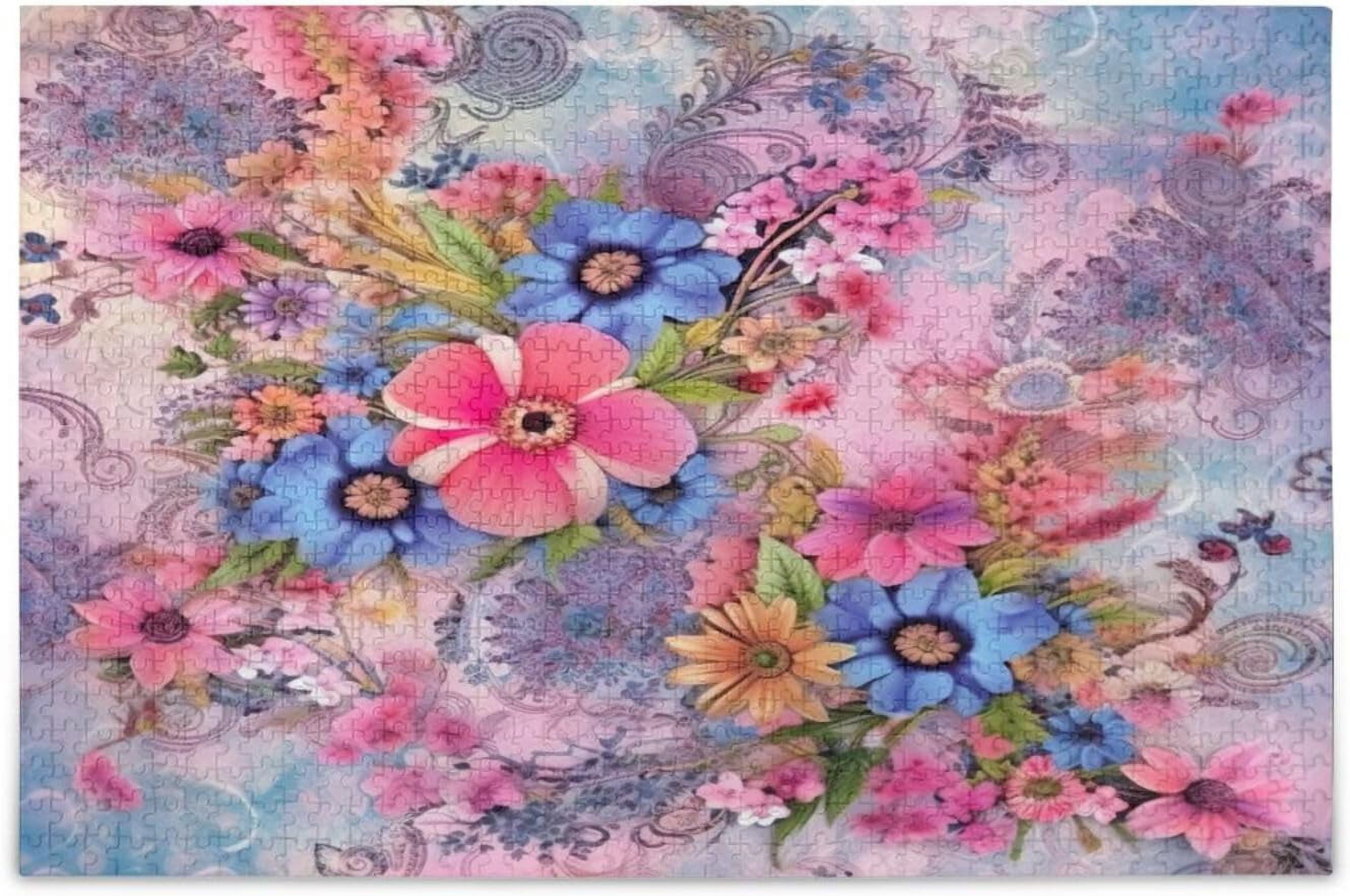 Shukong Colorful Modern Floral Puzzles for Adults and Kids 500 Pieces ...