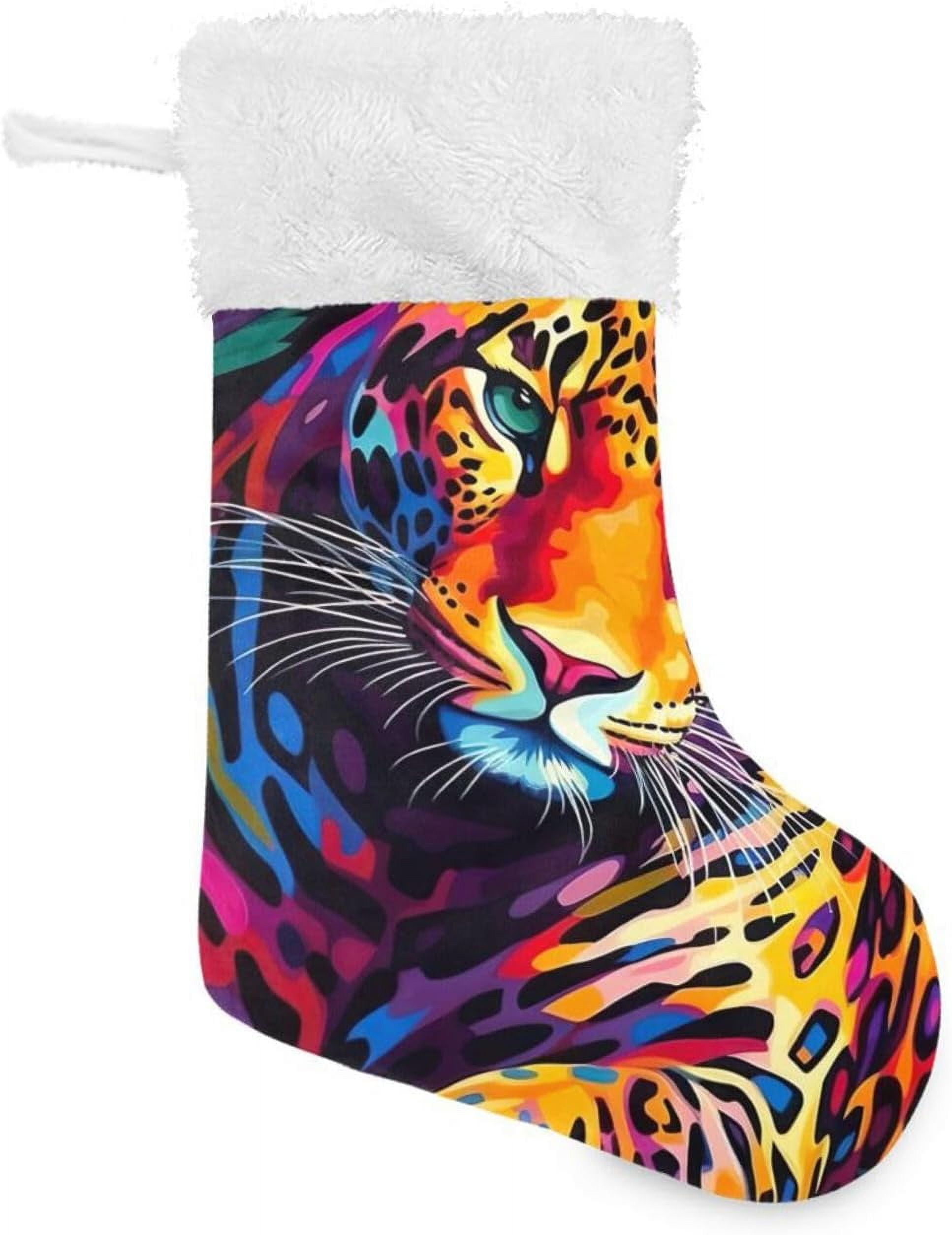 Shukong Colourful Leopard Christmas Stockings Personalized Large ...