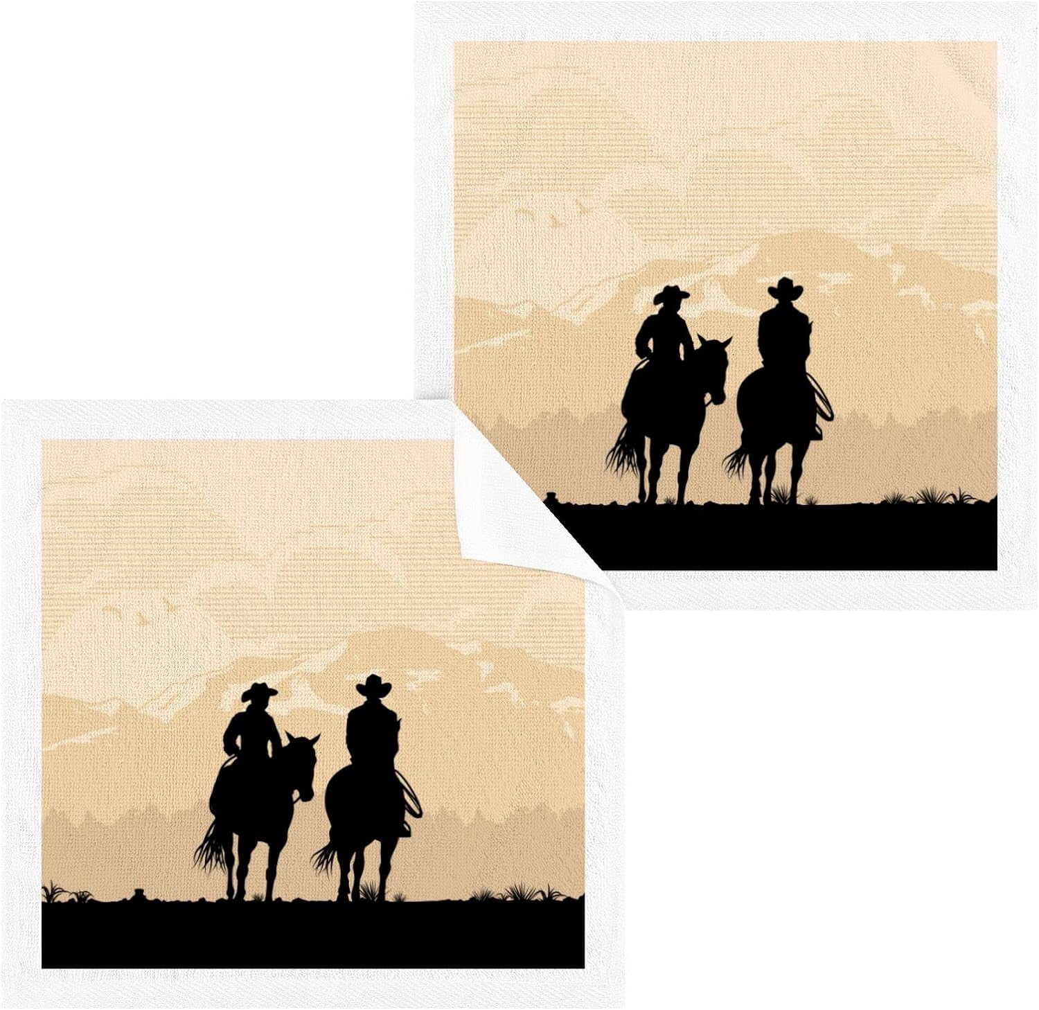 Shukong Cowboy Couple Wash Cloths 4 Pack - 12 x 12 Inch Super Soft ...