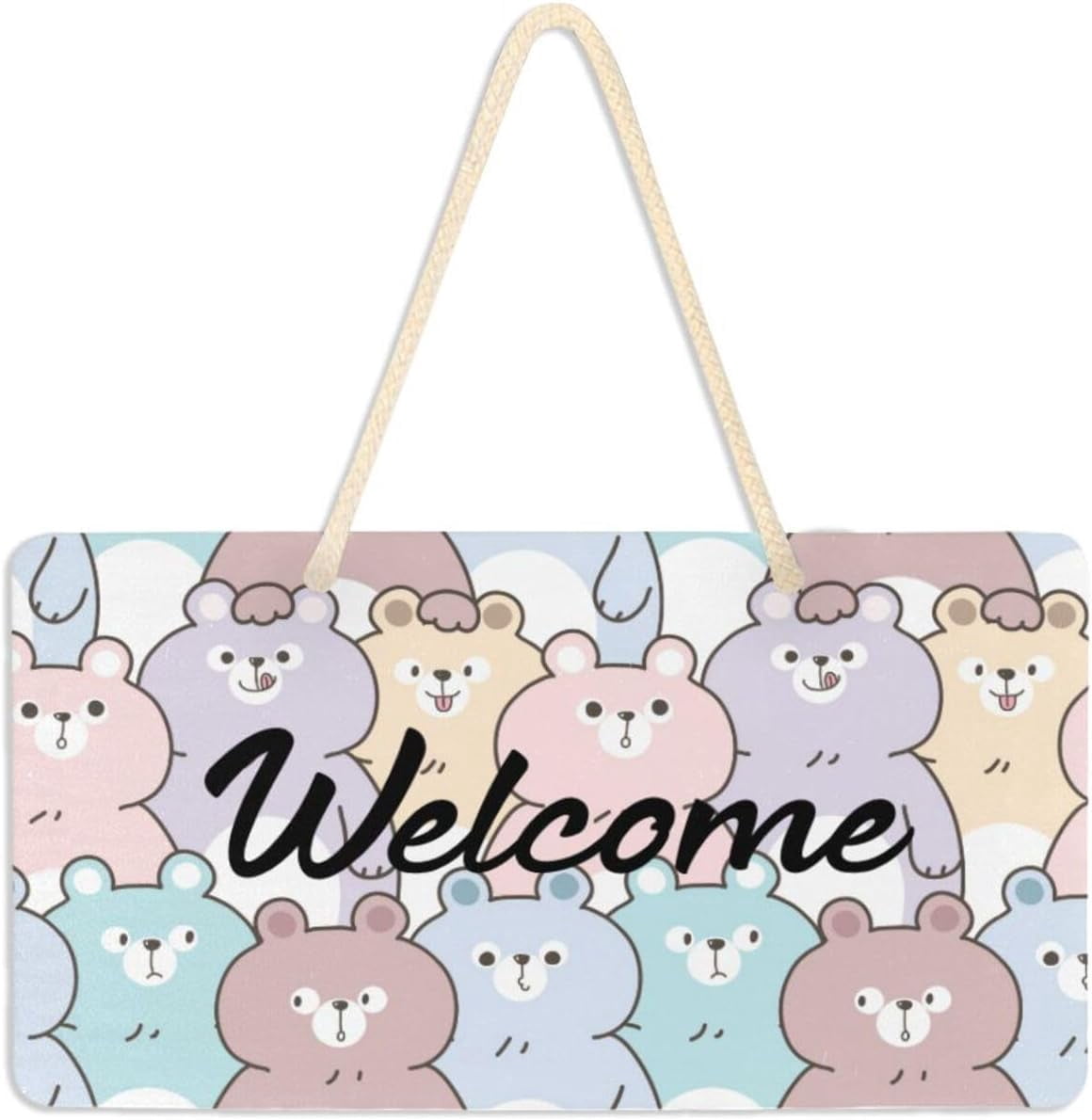 Shukong Cute Cartoon Bear Welcome Sign Waterproof PVC Hanging Front ...