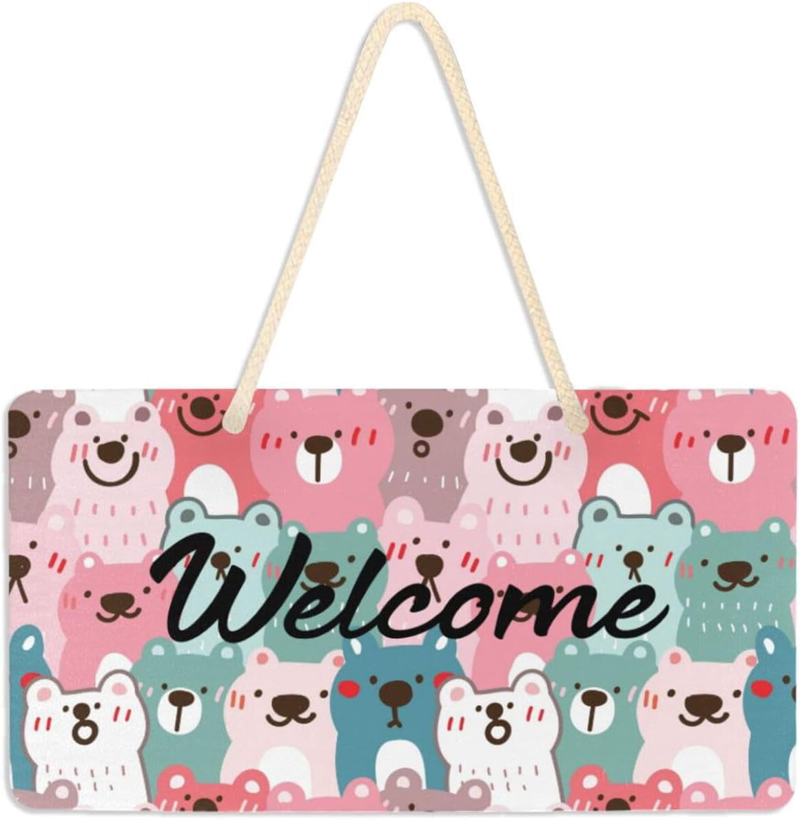 Shukong Cute Cartoon Bear Welcome Sign Waterproof PVC Hanging Front ...
