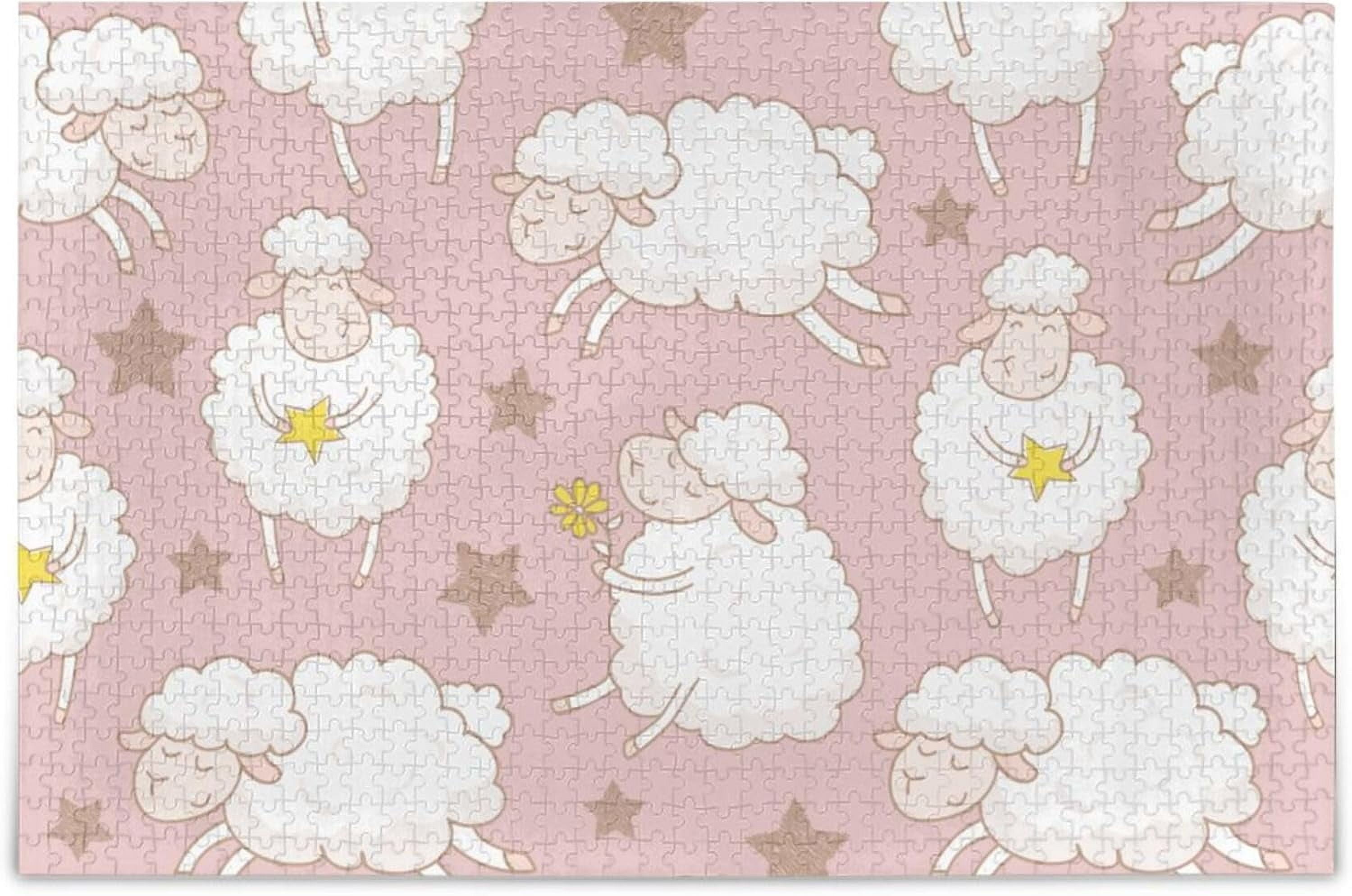 Shukong Cute Cartoon Sheep Jigsaw Puzzles 500 Piece for Adults Large Puzzle Game Challenging ...