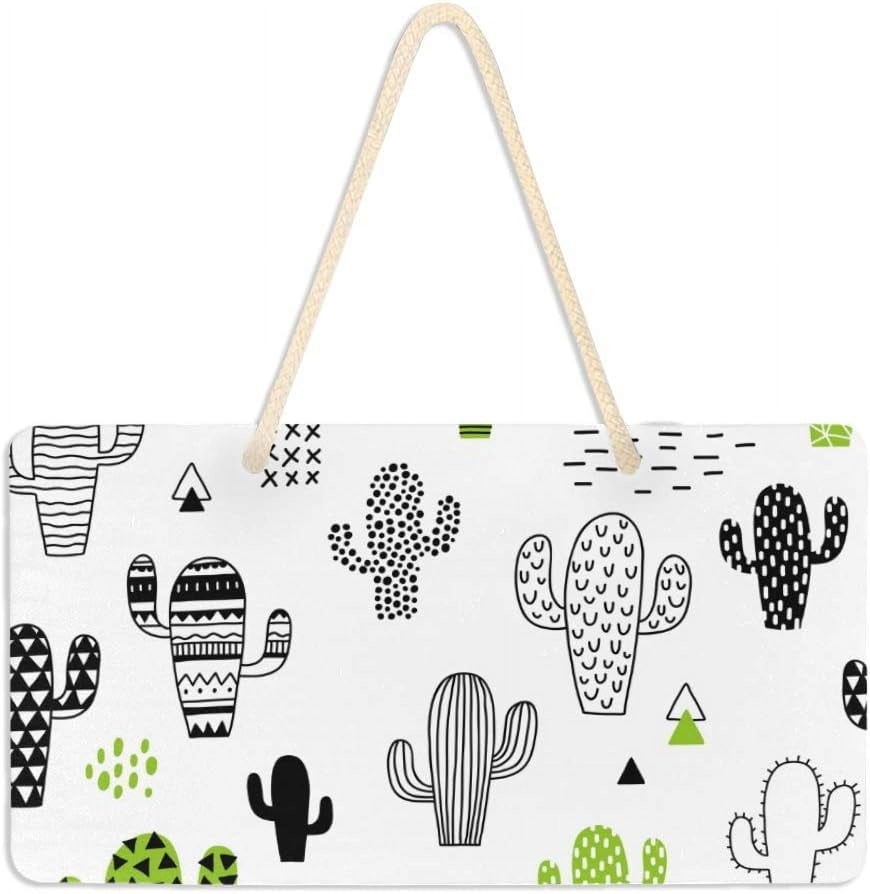 Shukong Cute Chic Cactus Door Sign PVC Front Door Plaque Hanger Holiday ...