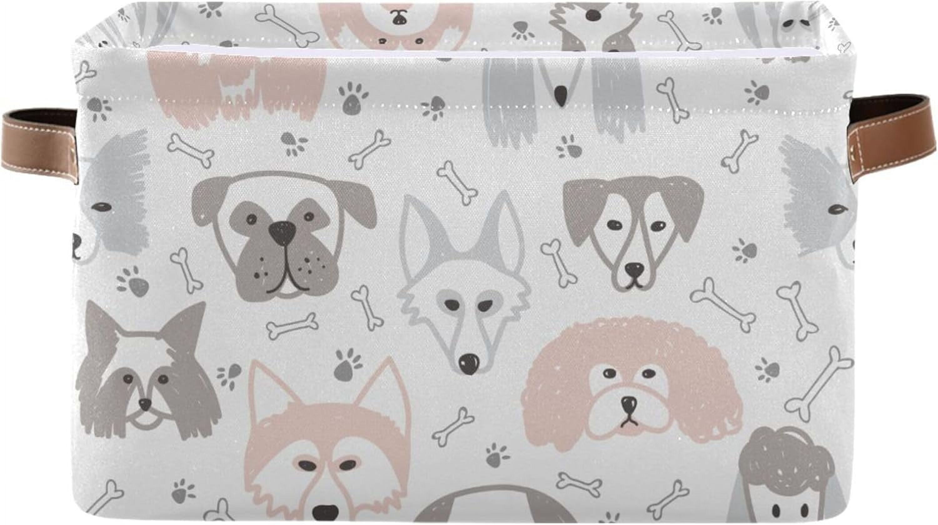 Shukong Cute Dogs Storage Basket with Handles for Organizing ...