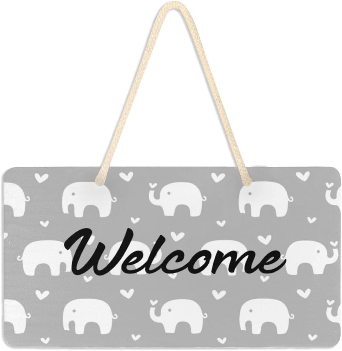 Shukong Cute Elephant Welcome Sign Waterproof PVC Hanging Front Door ...