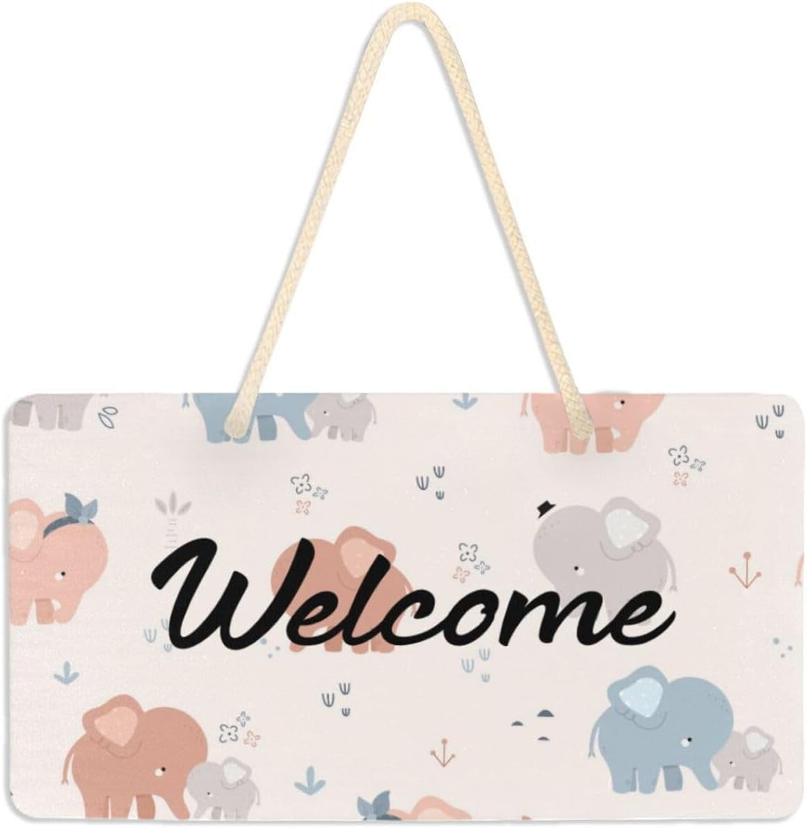 Shukong Cute Elephant Welcome Sign Waterproof PVC Hanging Front Door ...