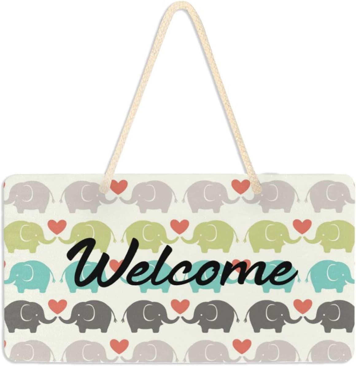 Shukong Cute Elephant Welcome Sign Waterproof PVC Hanging Front Door ...