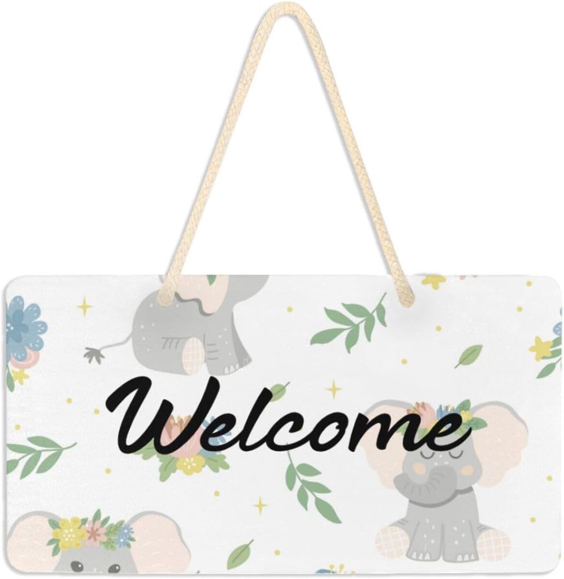 Shukong Cute Elephant Welcome Sign Waterproof PVC Hanging Front Door ...