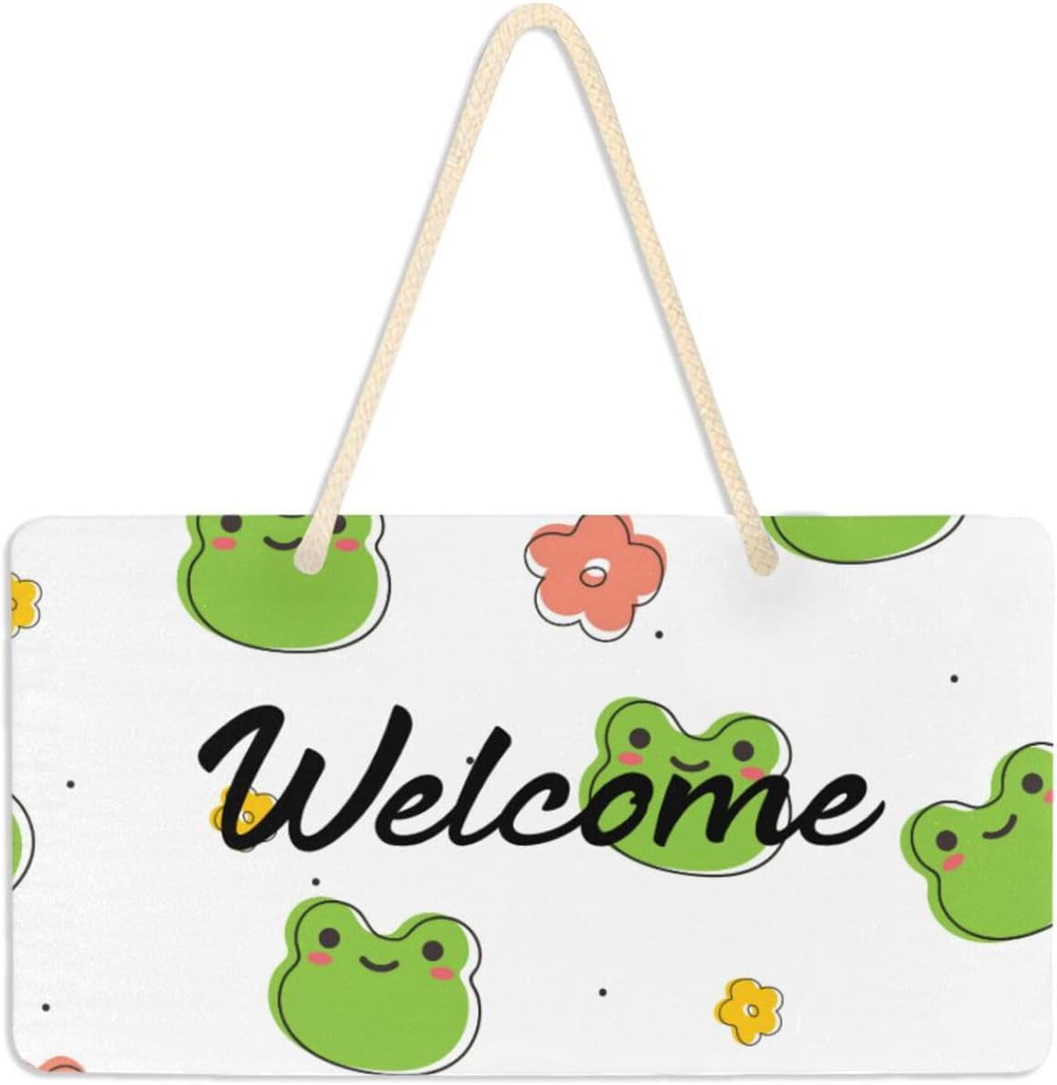 Shukong Cute Frog Welcome Sign Waterproof PVC Hanging Front Door Sign ...