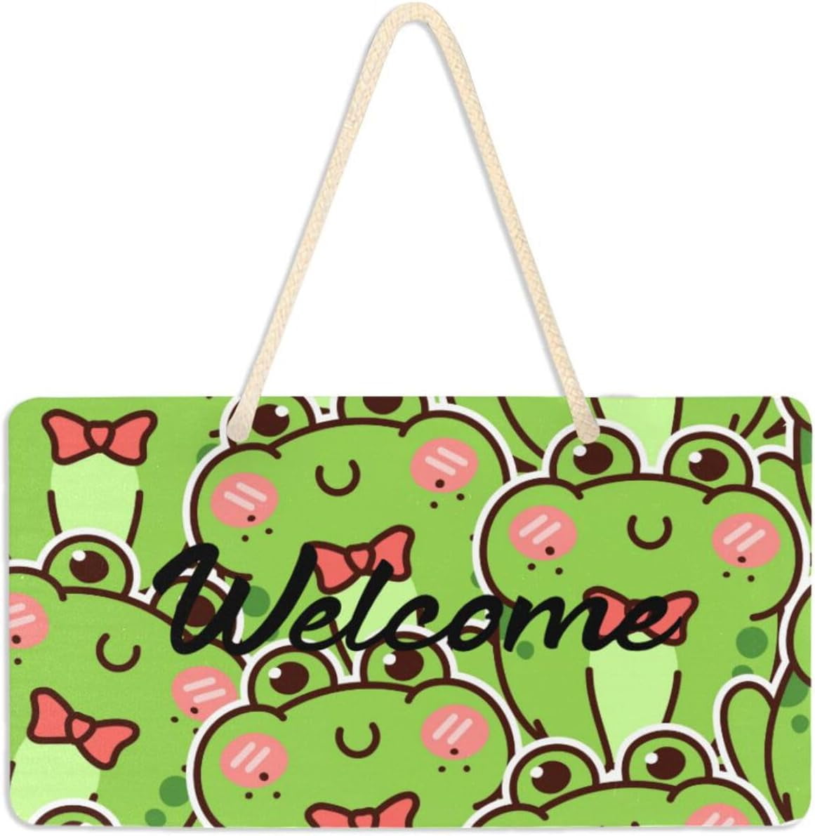 Shukong Cute Frog Welcome Sign Waterproof PVC Hanging Front Door Sign ...