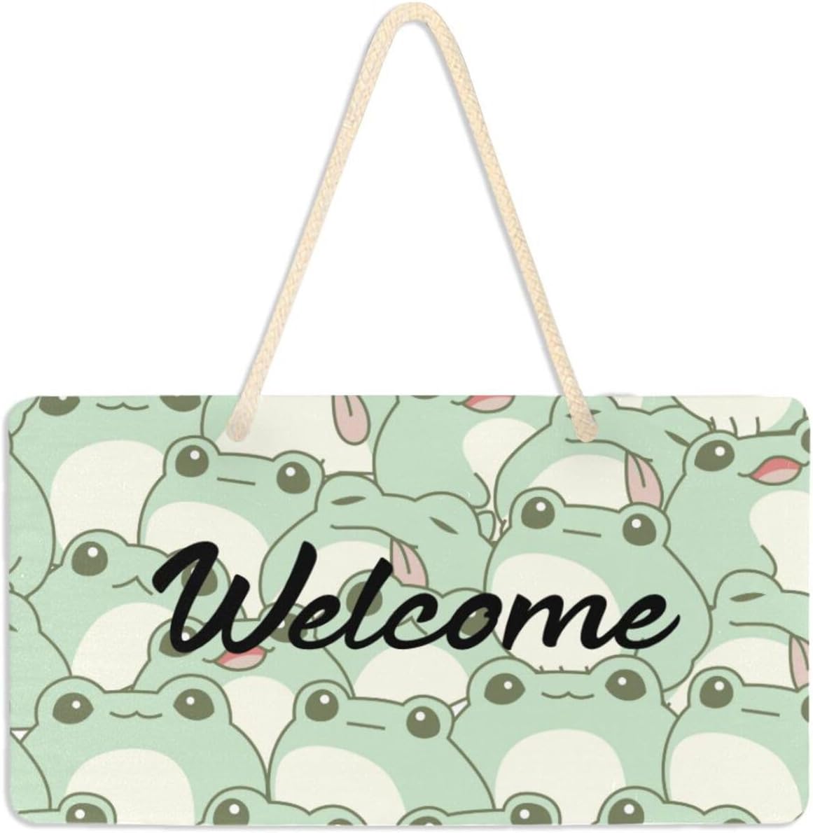 Shukong Cute Frog Welcome Sign Waterproof PVC Hanging Front Door Sign ...