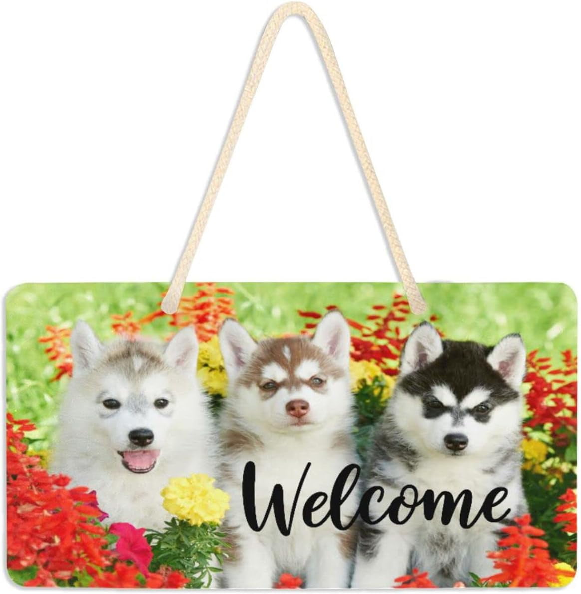 Shukong Cute Husky Dogs Door Sign for Front Door, Plaque House Sign ...
