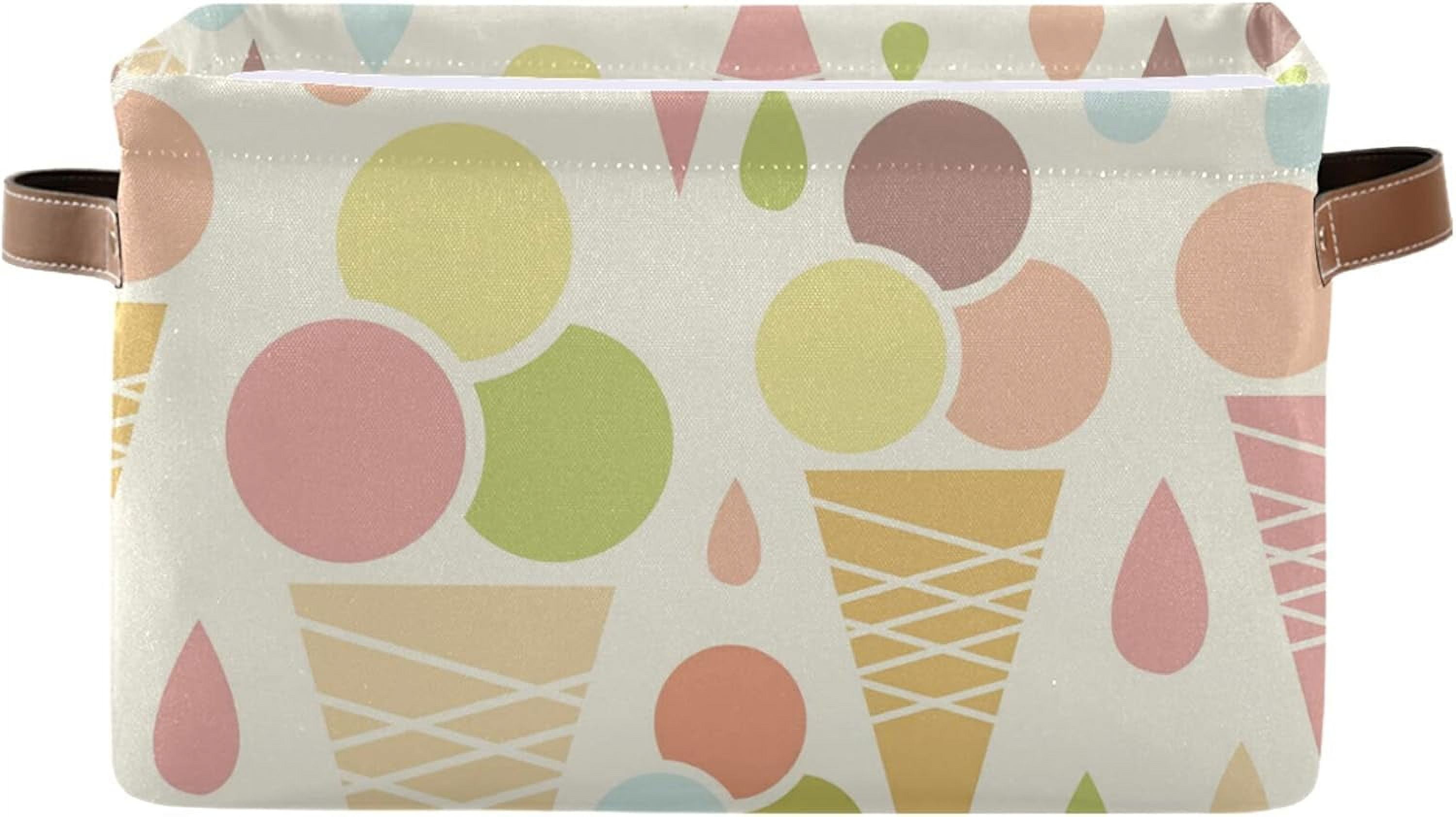 Shukong Cute Ice Cream Storage Bins, 14 x 10 inch Canvas Storage Basket ...