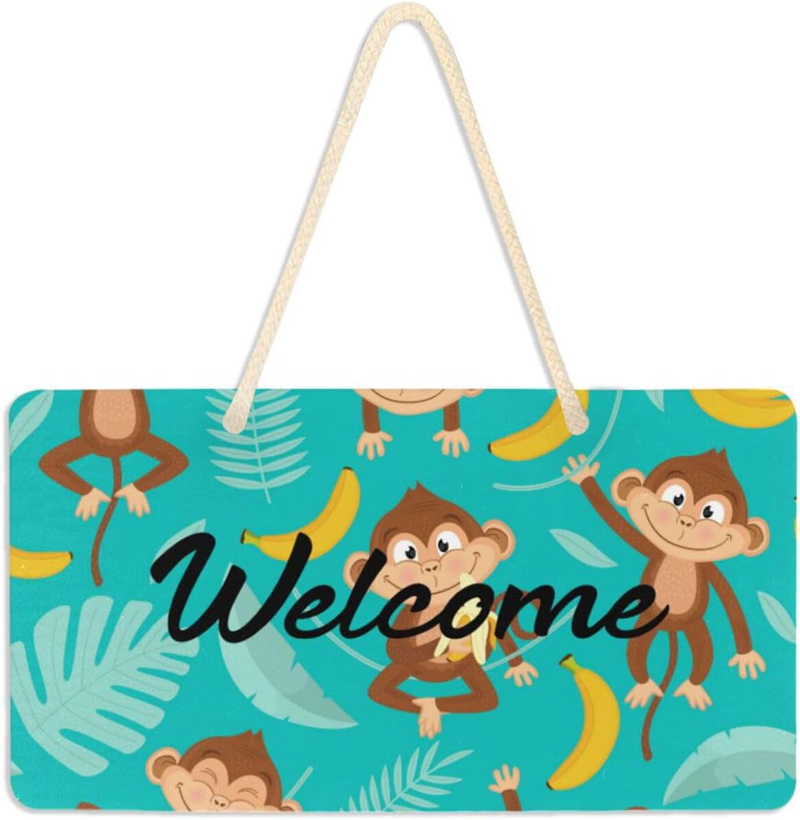 Shukong Cute Monkeys Welcome Sign Waterproof PVC Hanging Front Door ...