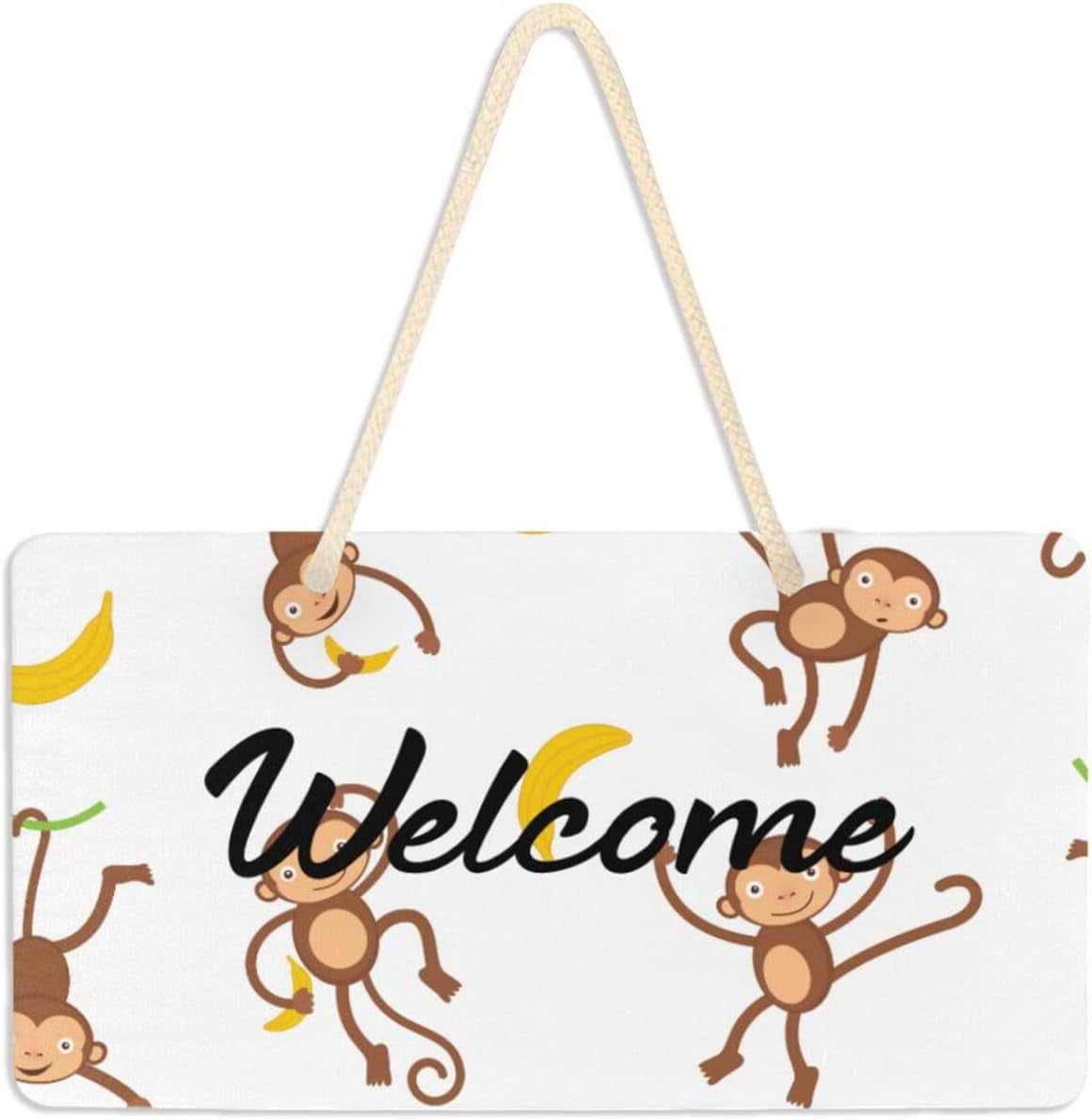 Shukong Cute Monkeys Welcome Sign Waterproof PVC Hanging Front Door ...