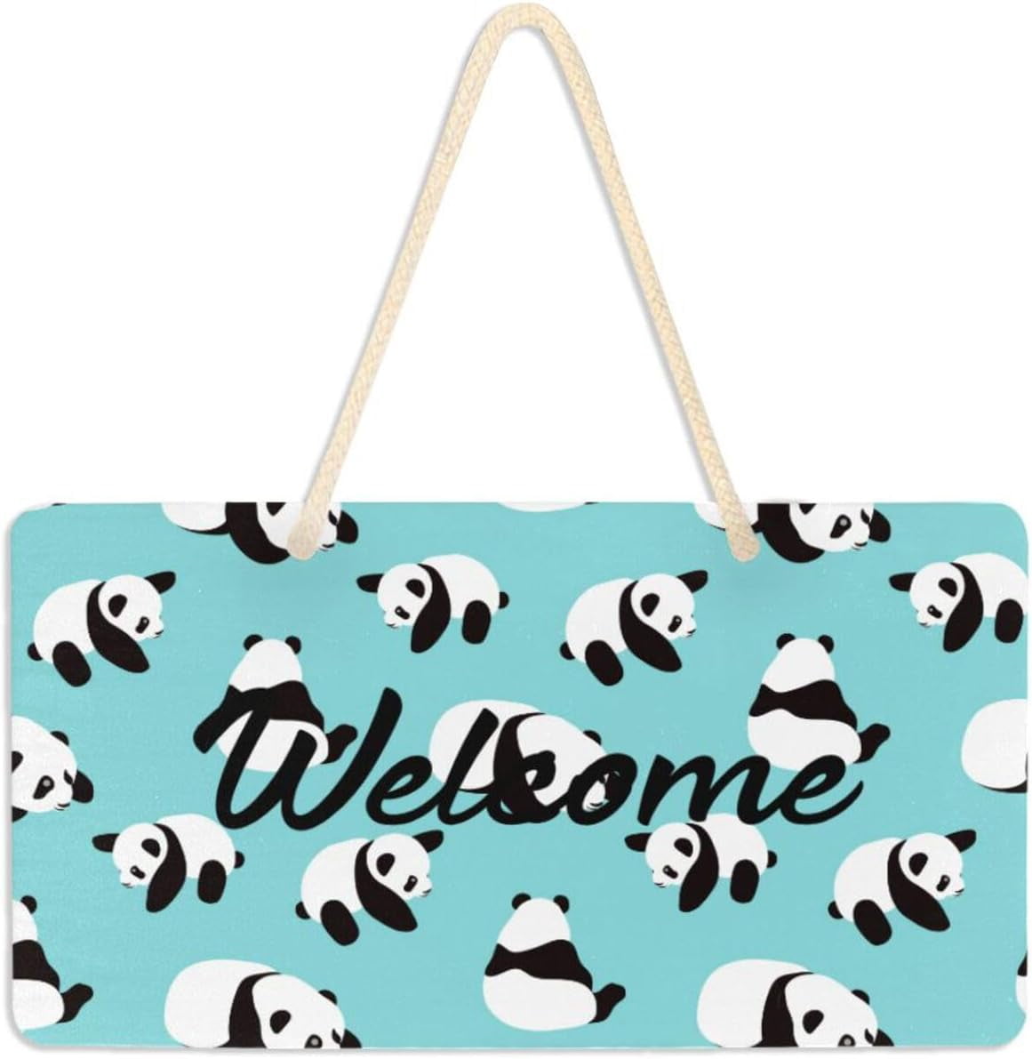 Shukong Cute Panda Welcome Sign Waterproof PVC Hanging Front Door Sign ...