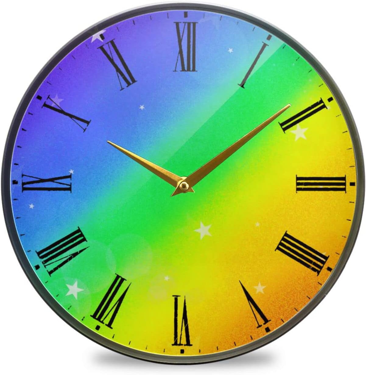 Shukong Cute Pastel Rainbow Backdrop Wall Clock Silent Non-Ticking ...