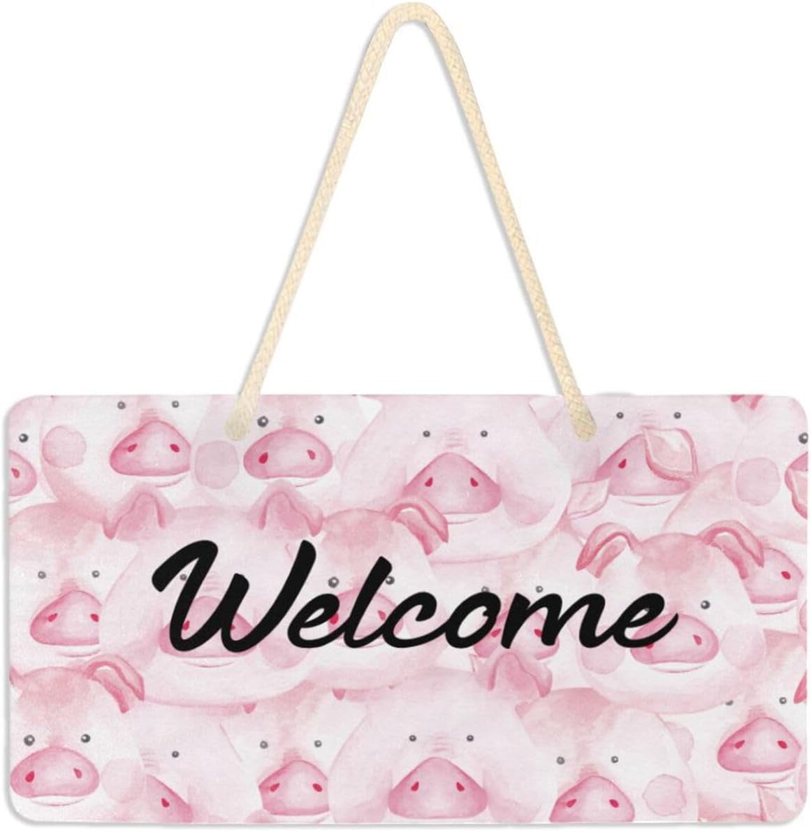 Shukong Cute Pig Welcome Sign Waterproof PVC Hanging Front Door Sign ...