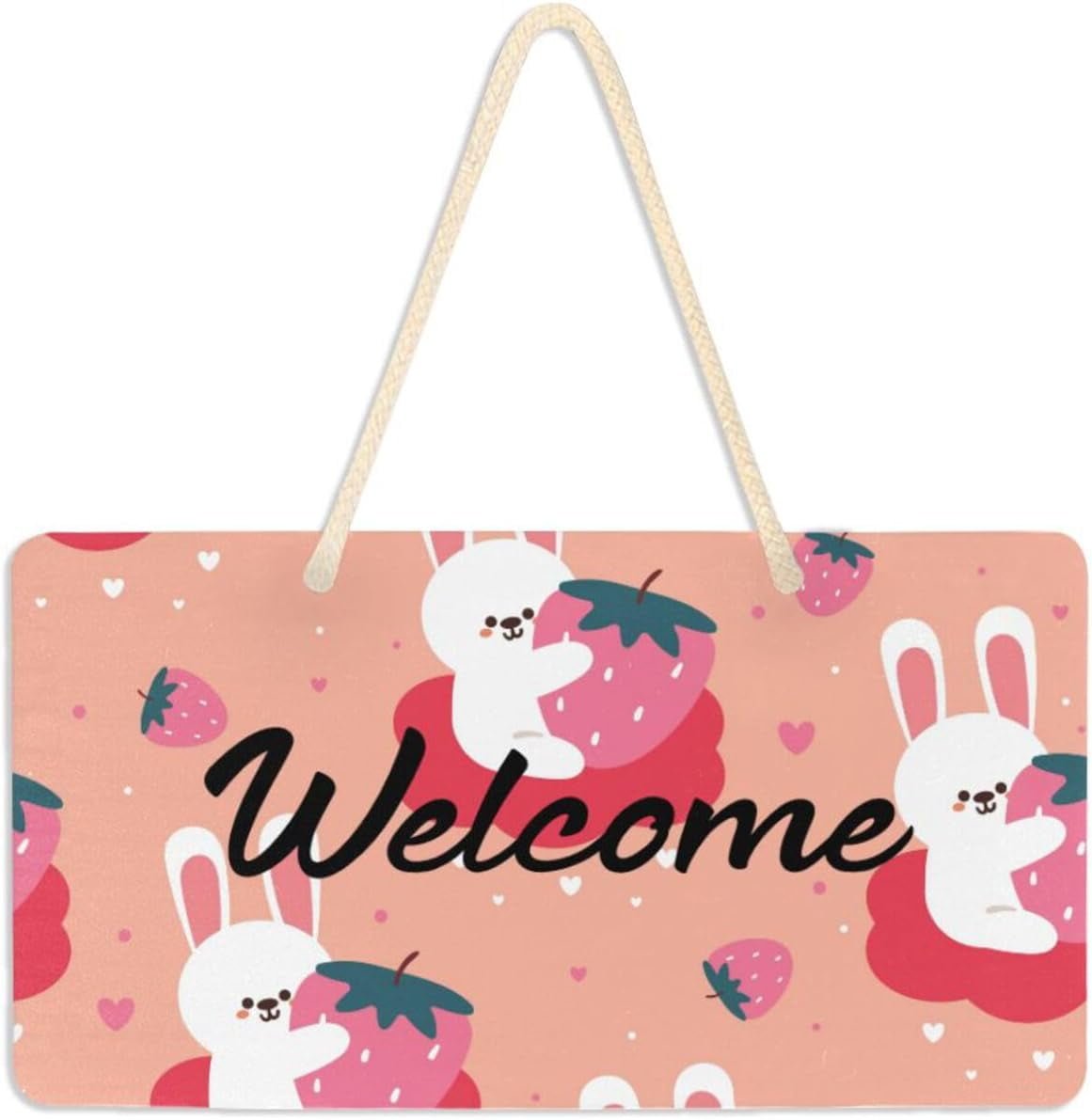 Shukong Cute Rabbit Welcome Sign Waterproof PVC Hanging Front Door Sign ...