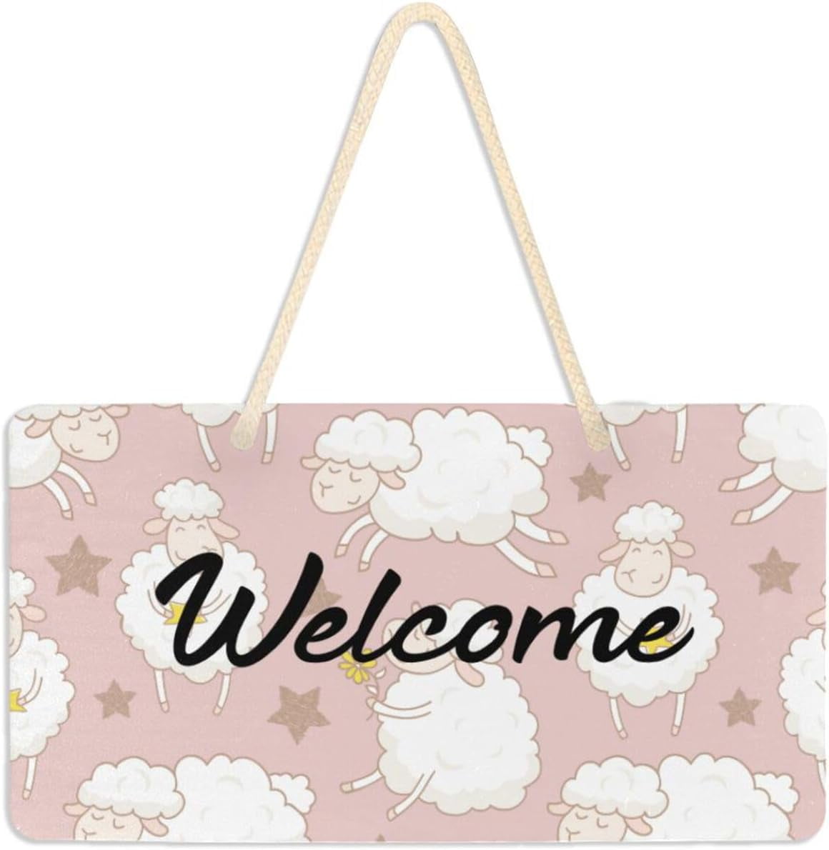 Shukong Cute Sheep Welcome Sign Waterproof PVC Hanging Front Door Sign ...
