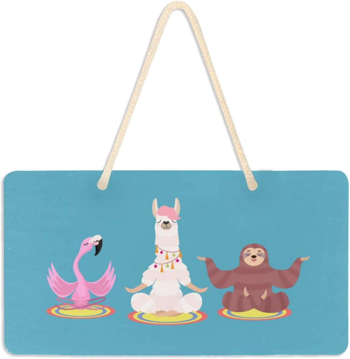 Shukong Cute Sloth Llama and Flamingo Door Sign for Front Door, Plaque ...