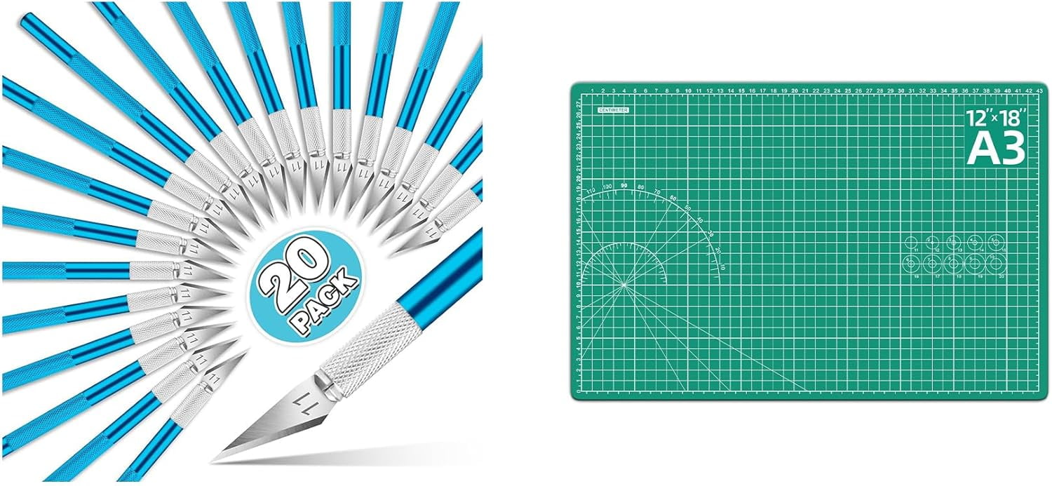 Shukong DIYS 20 Pack Exacto Knife and Cutting Mat 12in×18in - Walmart.com