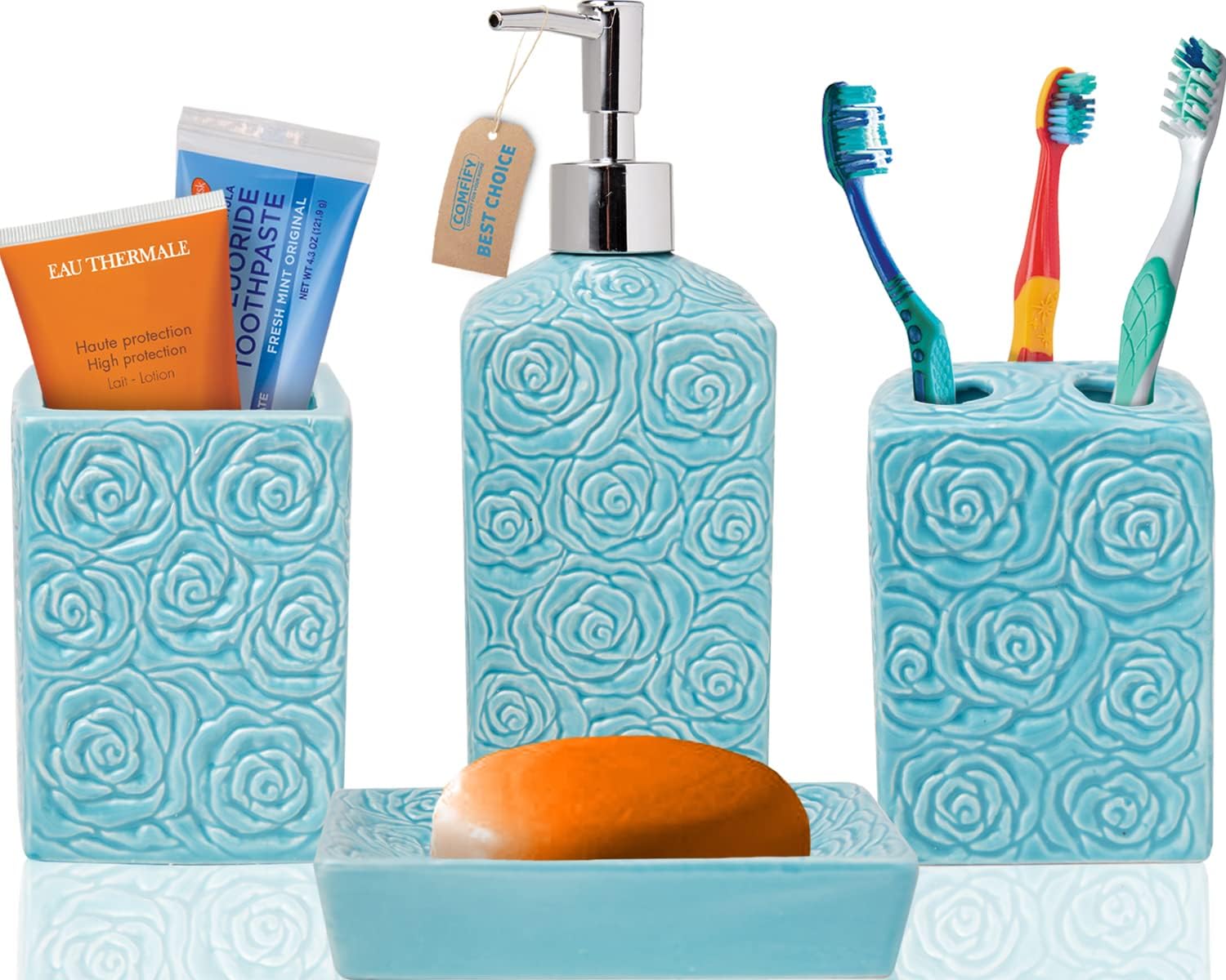 Shukong Designer 4-Piece Bathroom Accessory Set \u2013 Ceramic Bath Set ...