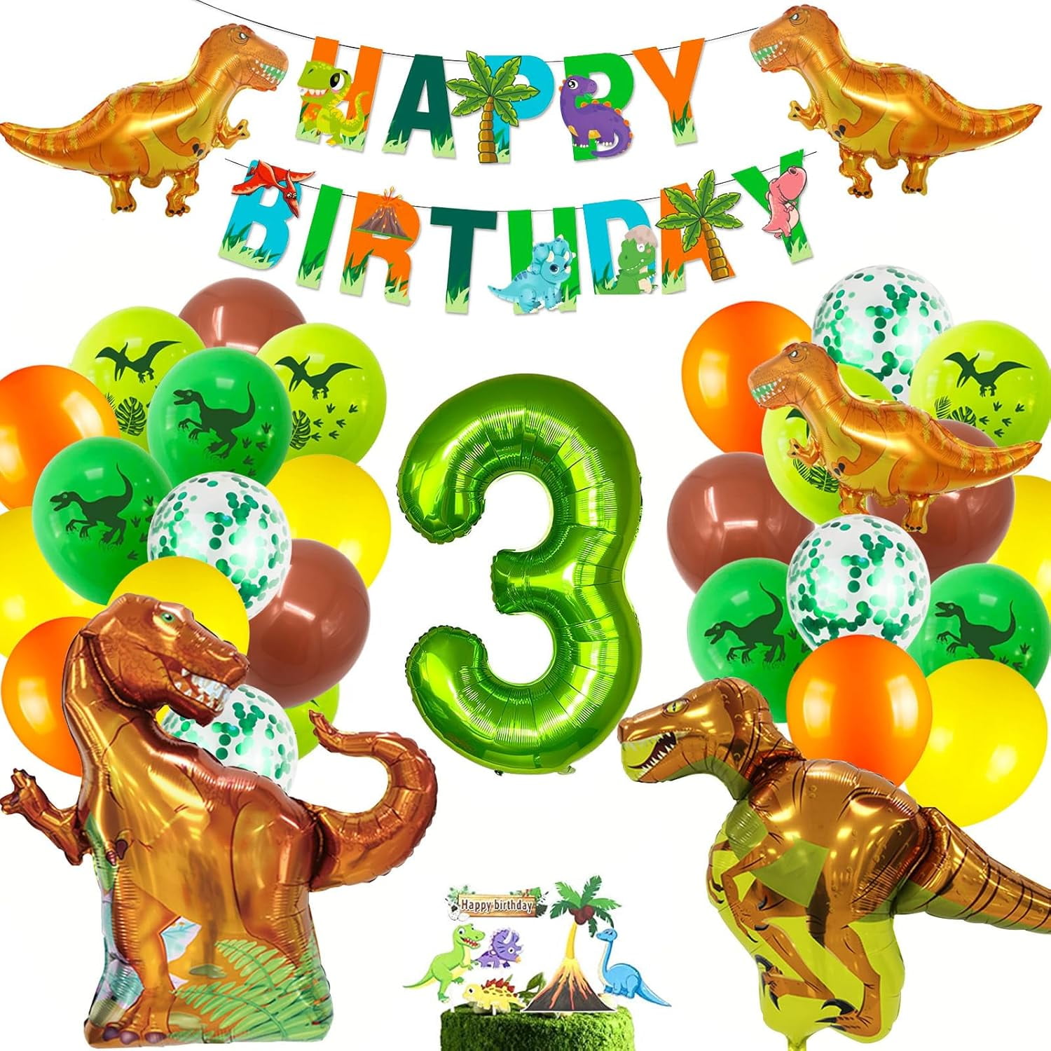 Shukong Dinosaur Party Supplies for 3 Year Olds,Dinosaur Foil Balloons ...