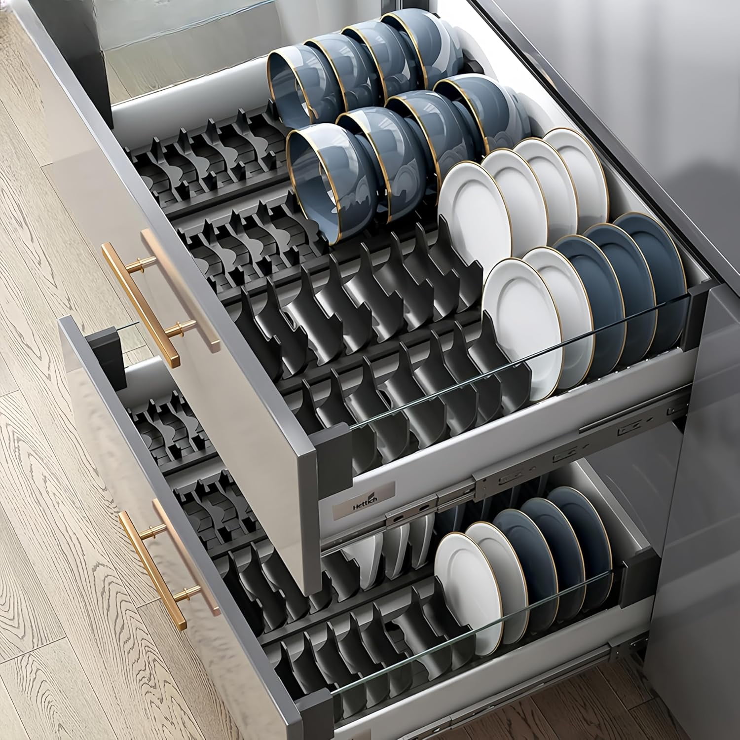 Shukong Dish Drying Rack Drawer Organizer, Space Aluminum Adjustable ...