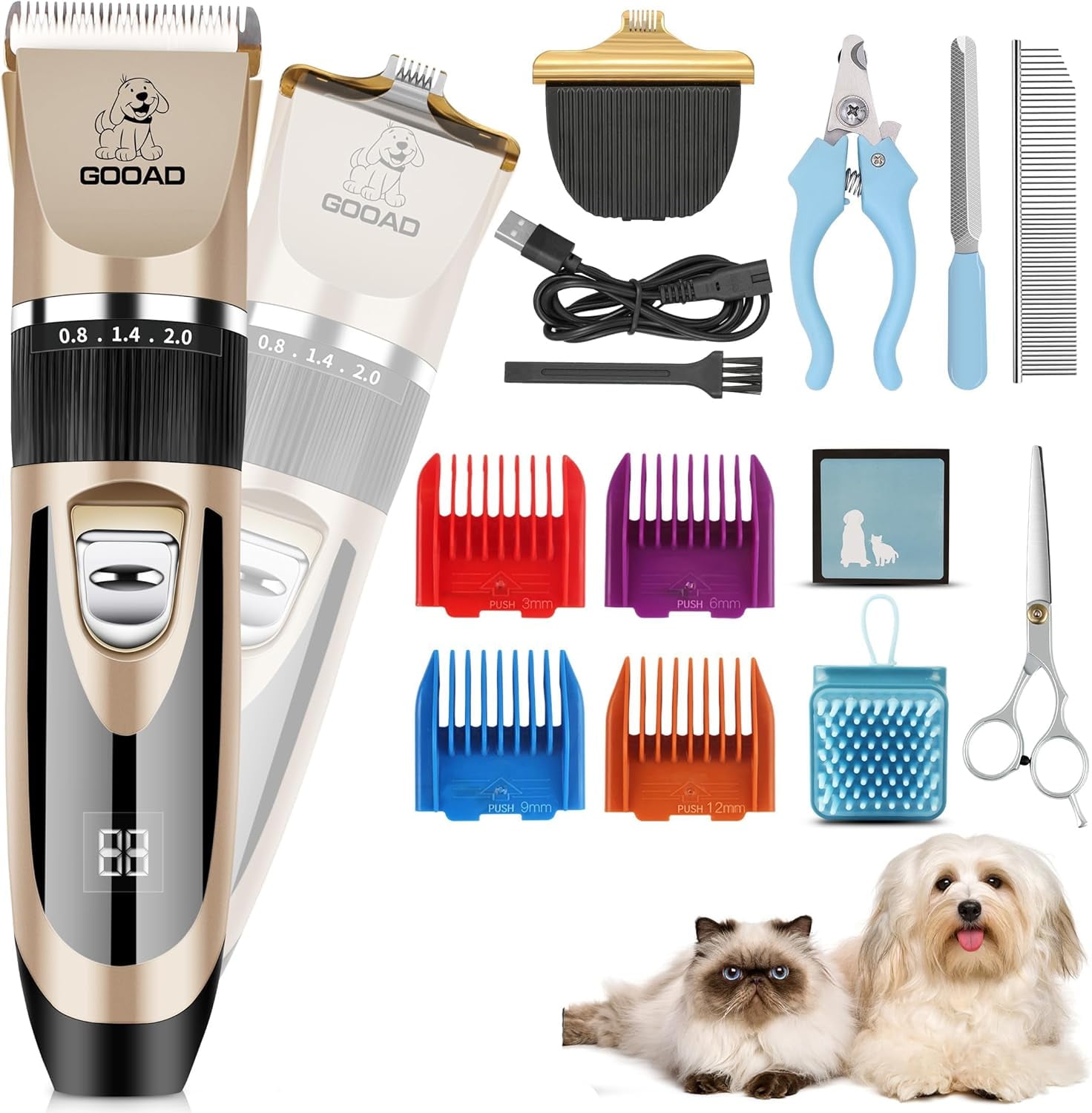 Shukong Dog Grooming Kit, Dog Clippers for Grooming for Heavy Thick ...