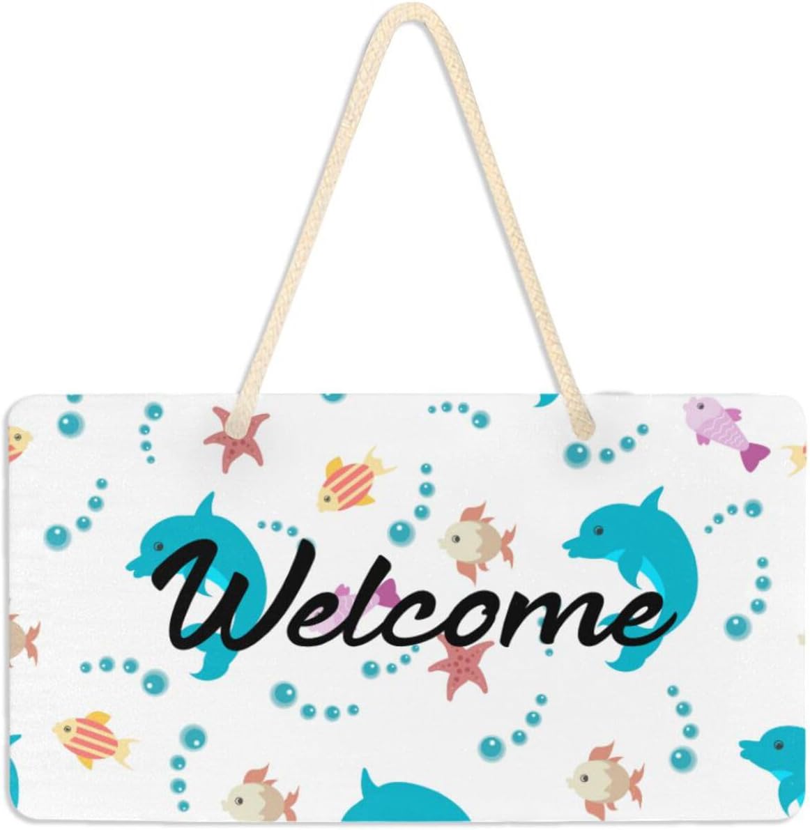 Shukong Dolphin Welcome Sign Waterproof PVC Hanging Front Door Sign for ...
