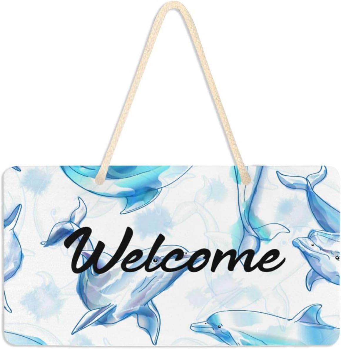 Shukong Dolphin Welcome Sign Waterproof PVC Hanging Front Door Sign for ...