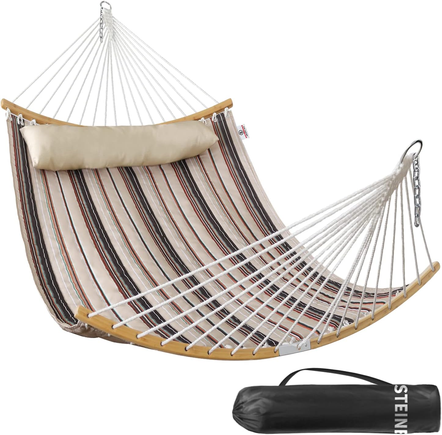 Shukong Double Hammock, 11 FT Quilted Fabric 2 Person Hammock for ...