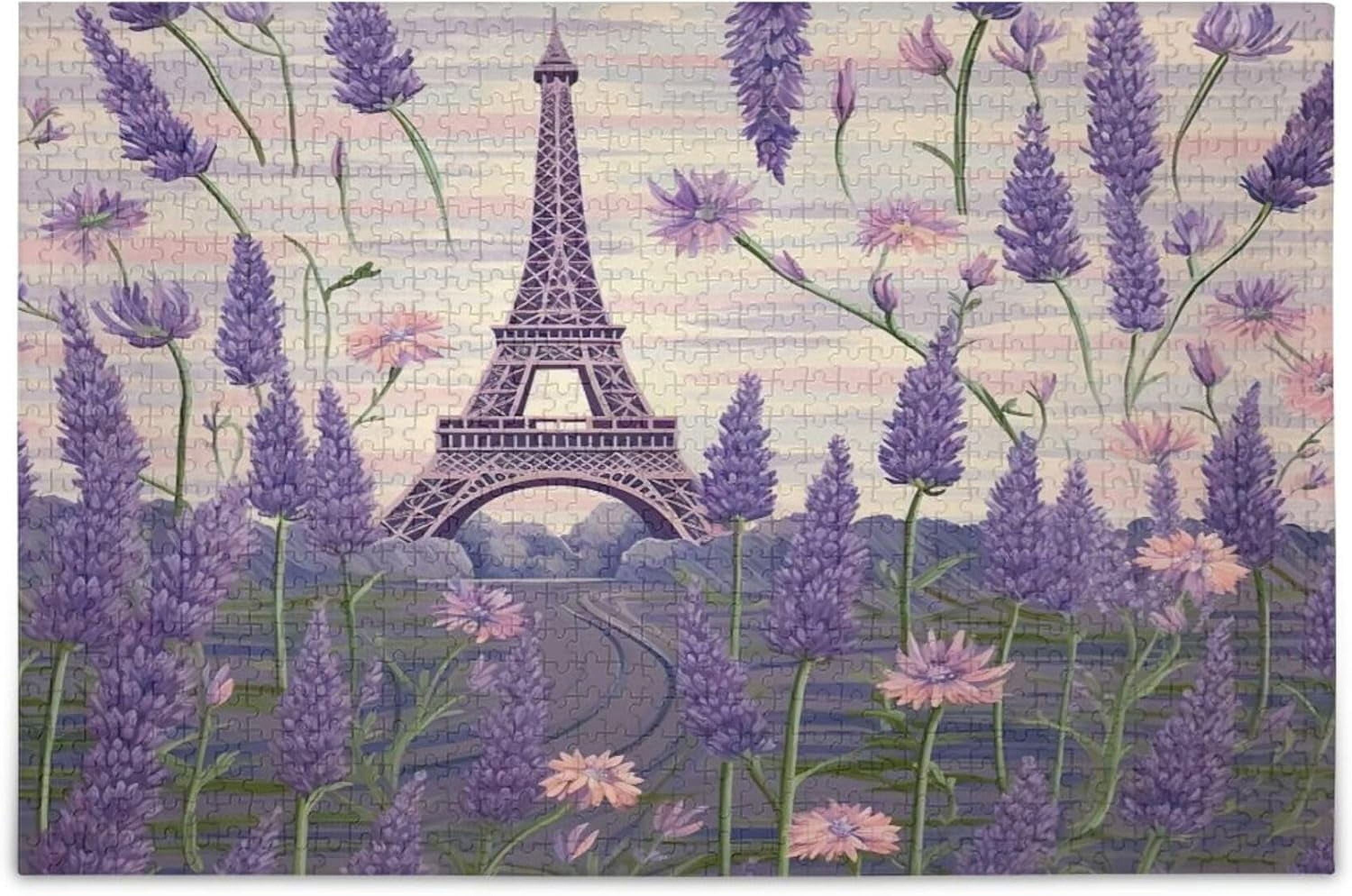 Shukong Eiffel Tower Lavender Jigsaw Puzzles 500 Piece for Adults Large ...