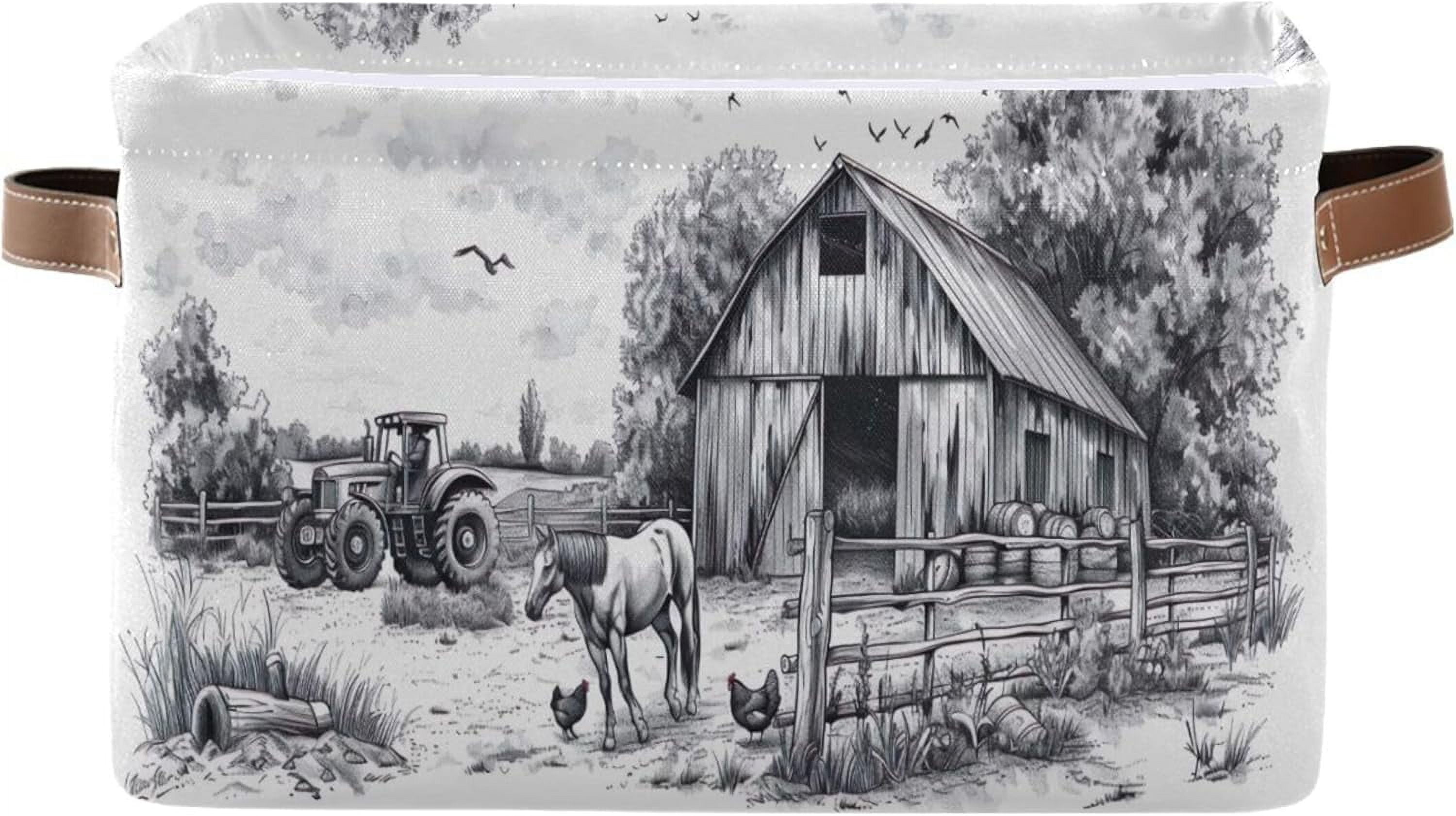 Shukong Farm with Barn Storage Basket with Handles for Organizing ...