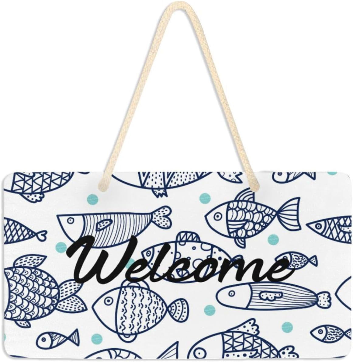 Shukong Fish Welcome Sign Waterproof PVC Hanging Front Door Sign for ...