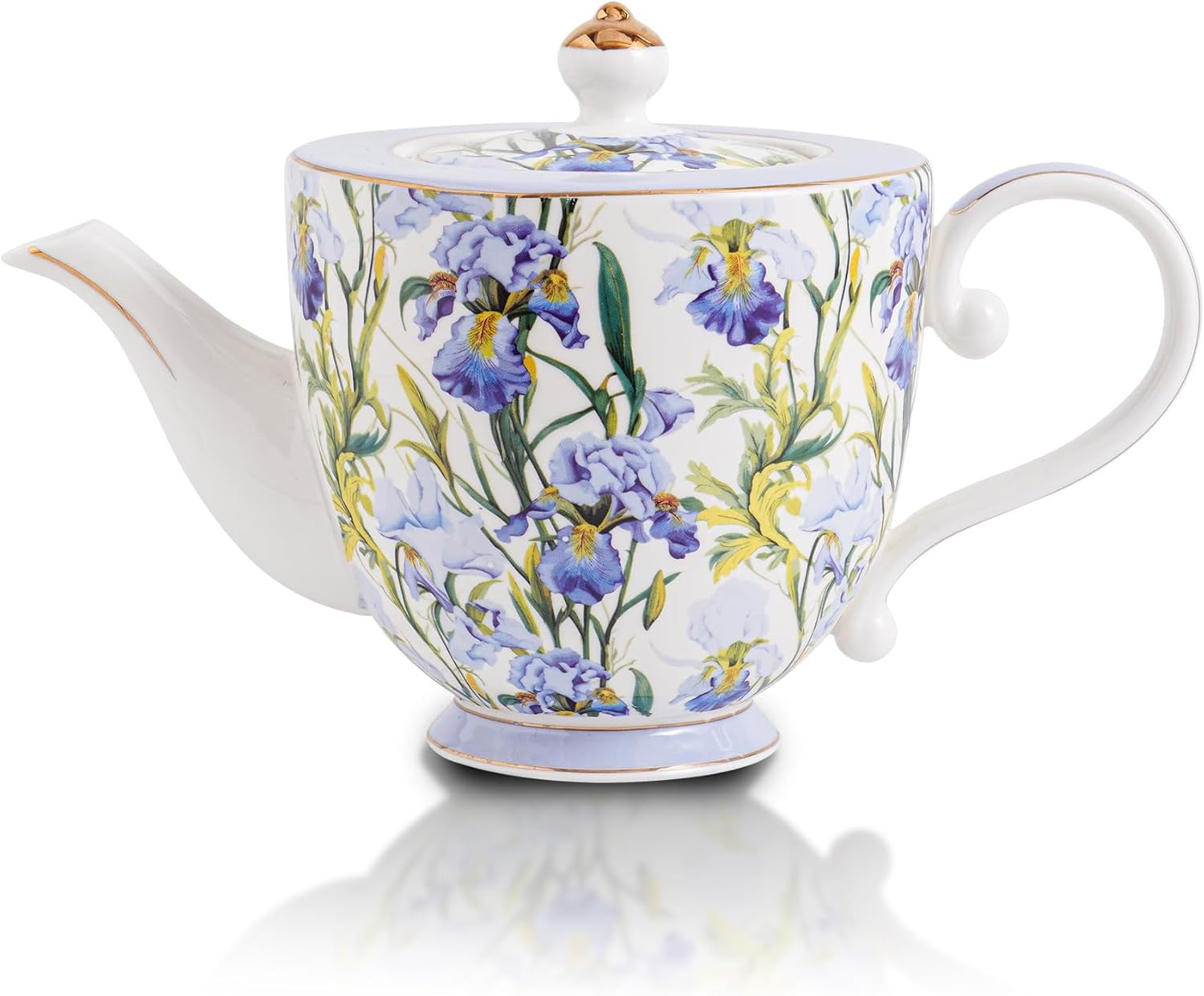 Shukong Flower Ceramic Teapot，28.7oz Blue Flower Teapot for Tea Party ...
